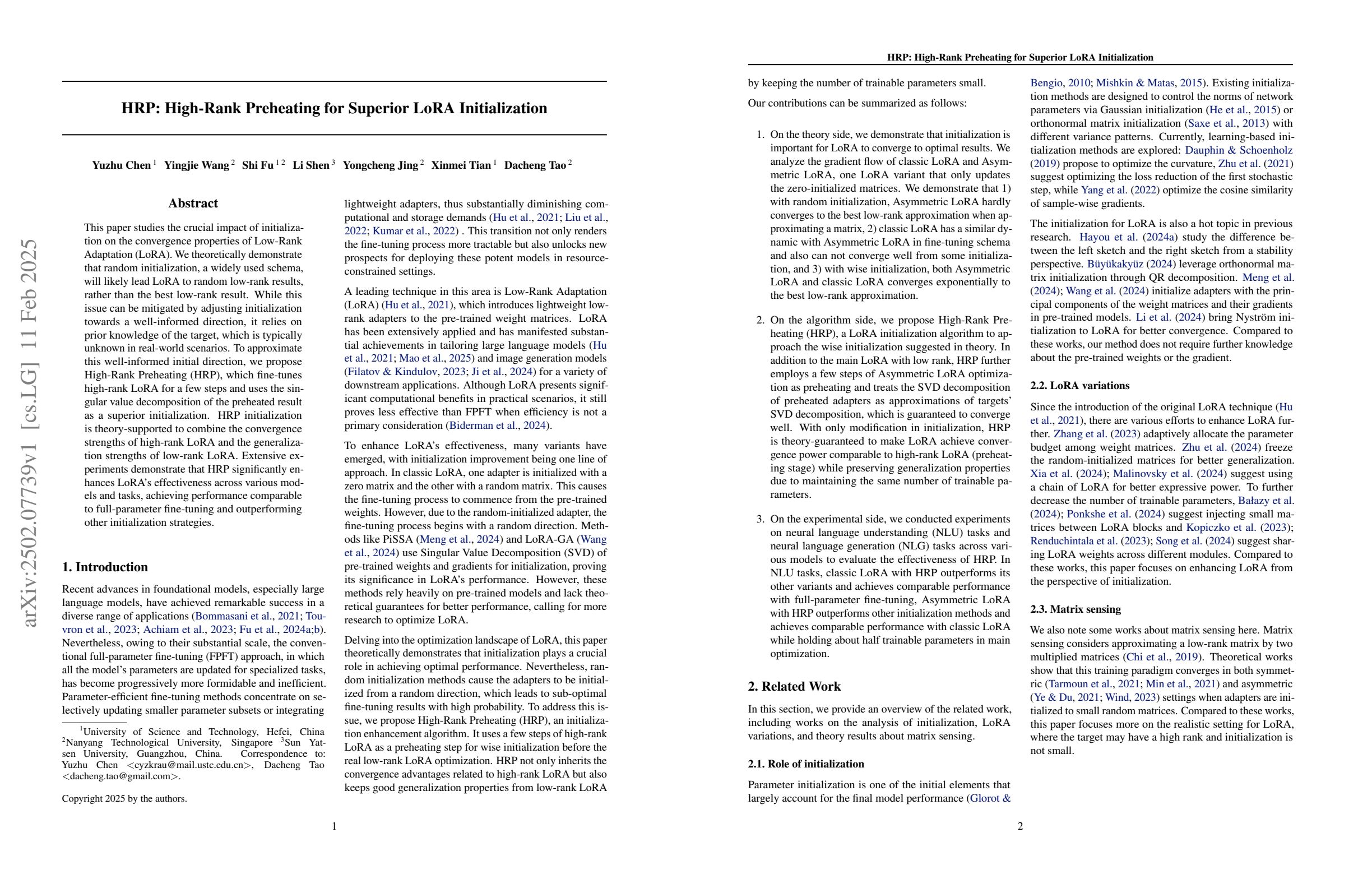 HRP: High-Rank Preheating for Superior LoRA Initialization