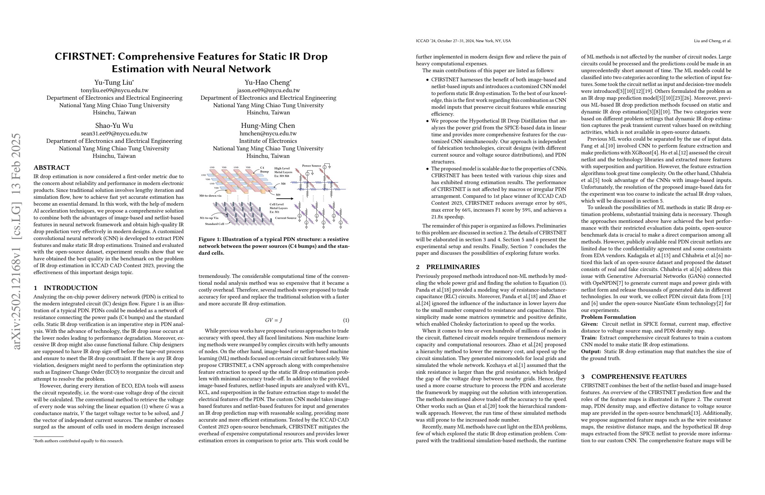 CFIRSTNET: Comprehensive Features for Static IR Drop Estimation with Neural Network