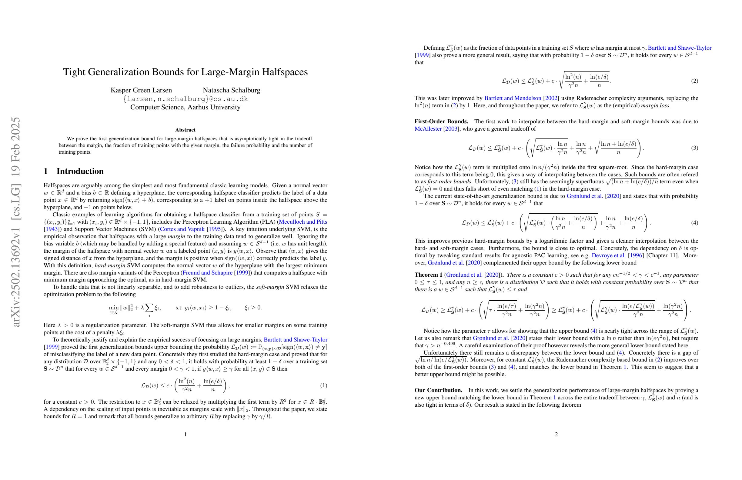 Tight Generalization Bounds for Large-Margin Halfspaces