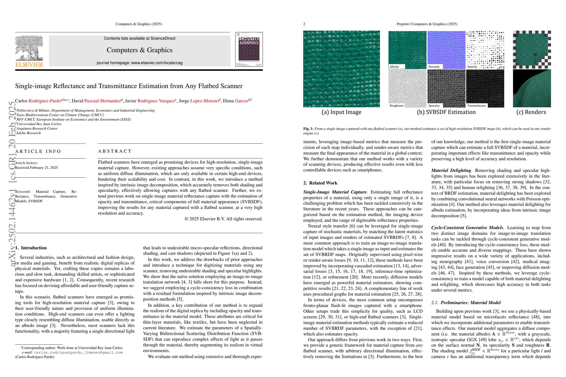 Single-image Reflectance and Transmittance Estimation from Any Flatbed Scanner