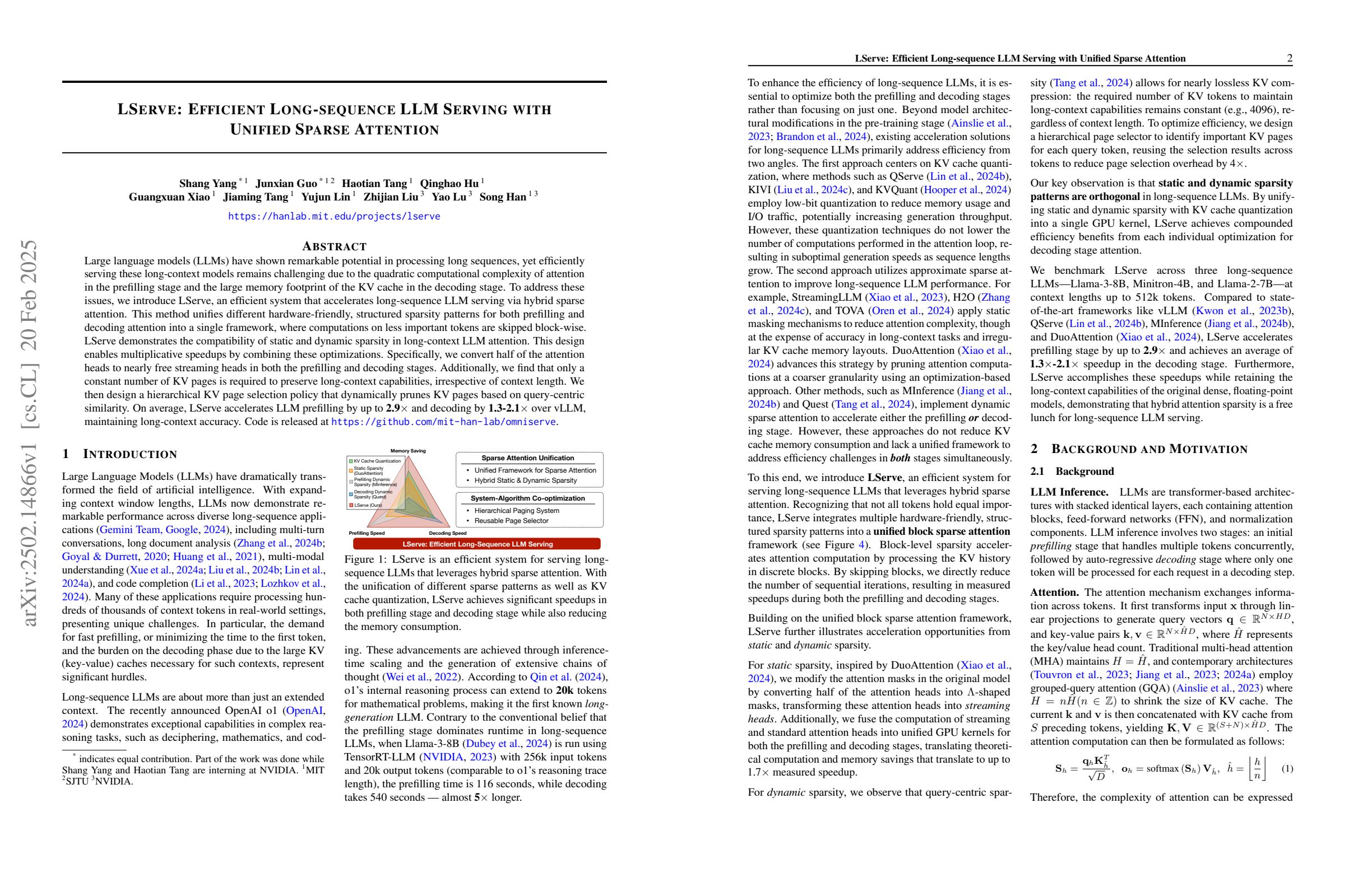 LServe: Efficient Long-sequence LLM Serving with Unified Sparse Attention