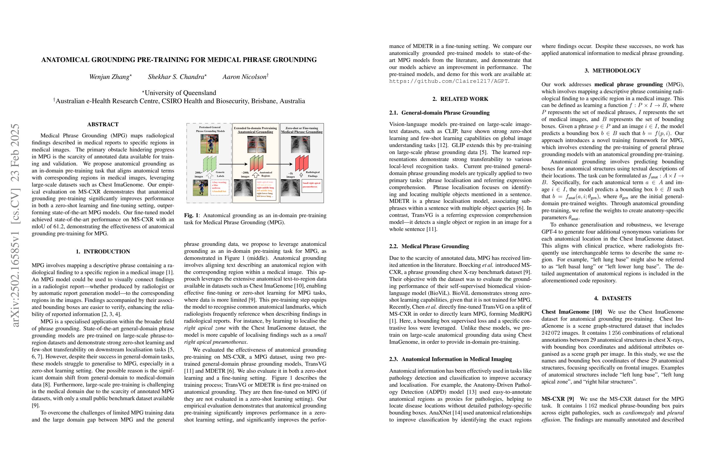 Anatomical grounding pre-training for medical phrase grounding
