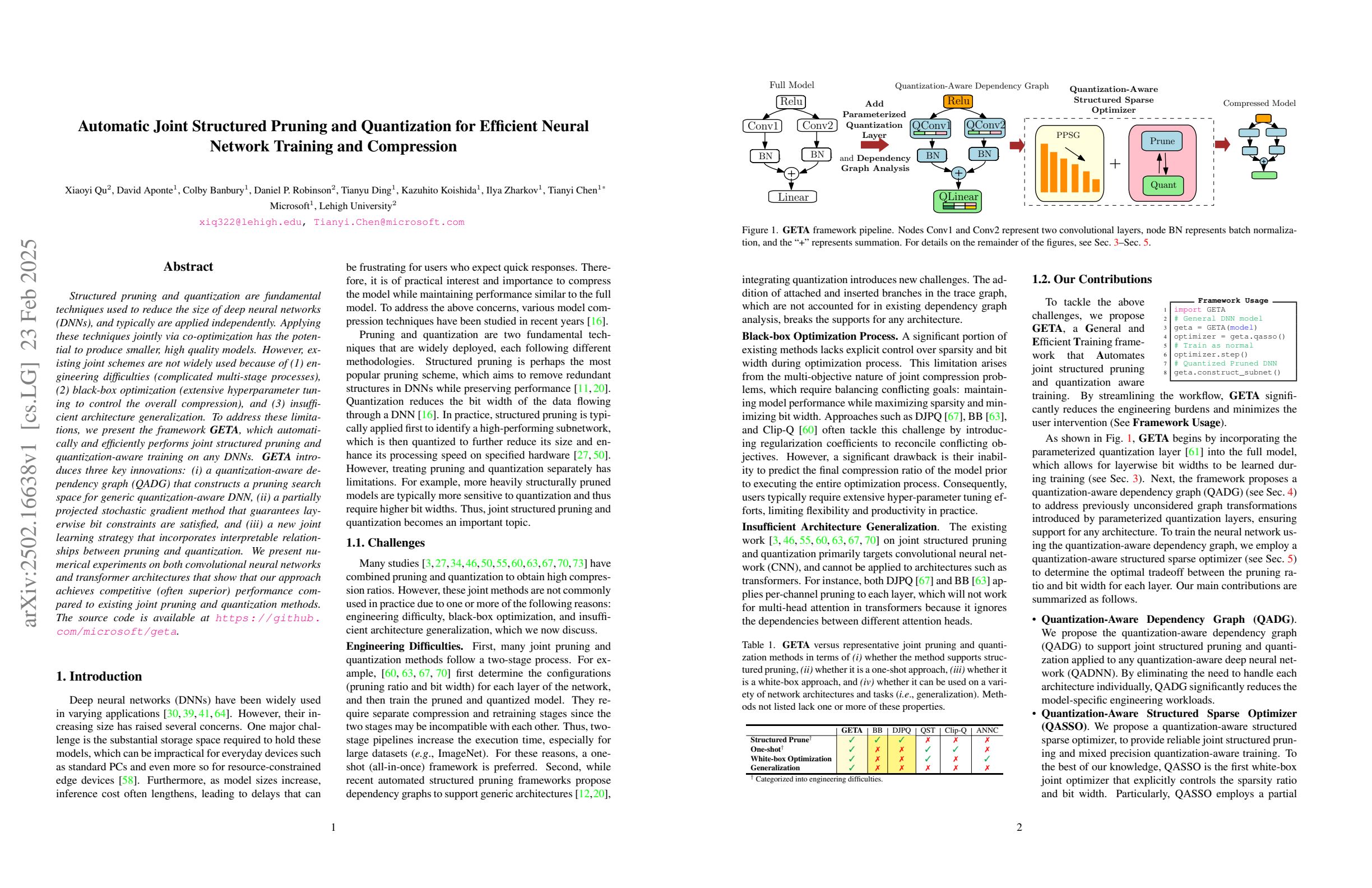 Automatic Joint Structured Pruning and Quantization for Efficient Neural Network Training and ...
