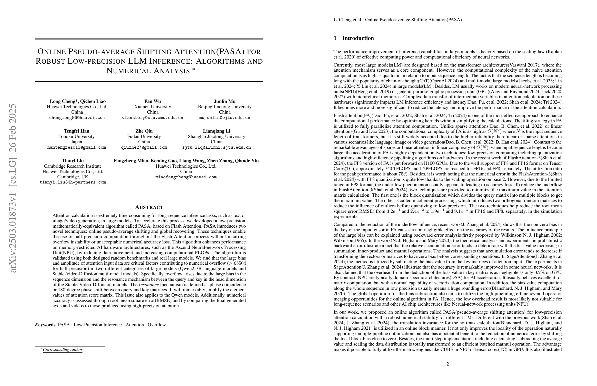 Online Pseudo-average Shifting Attention(PASA) for Robust Low-precision ...