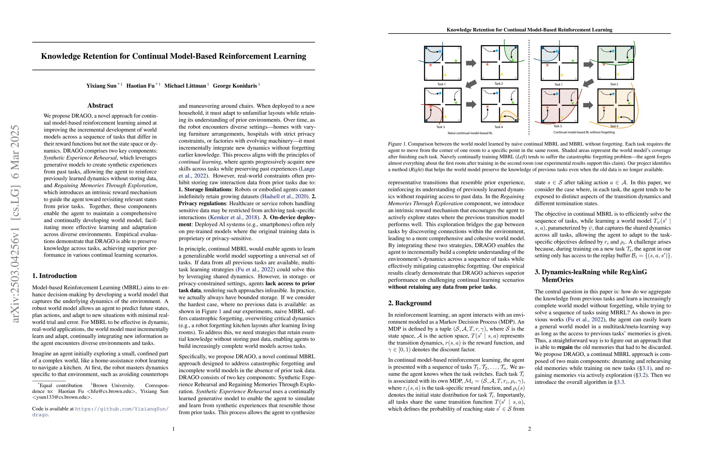 Knowledge Retention for Continual Model-Based Reinforcement Learning