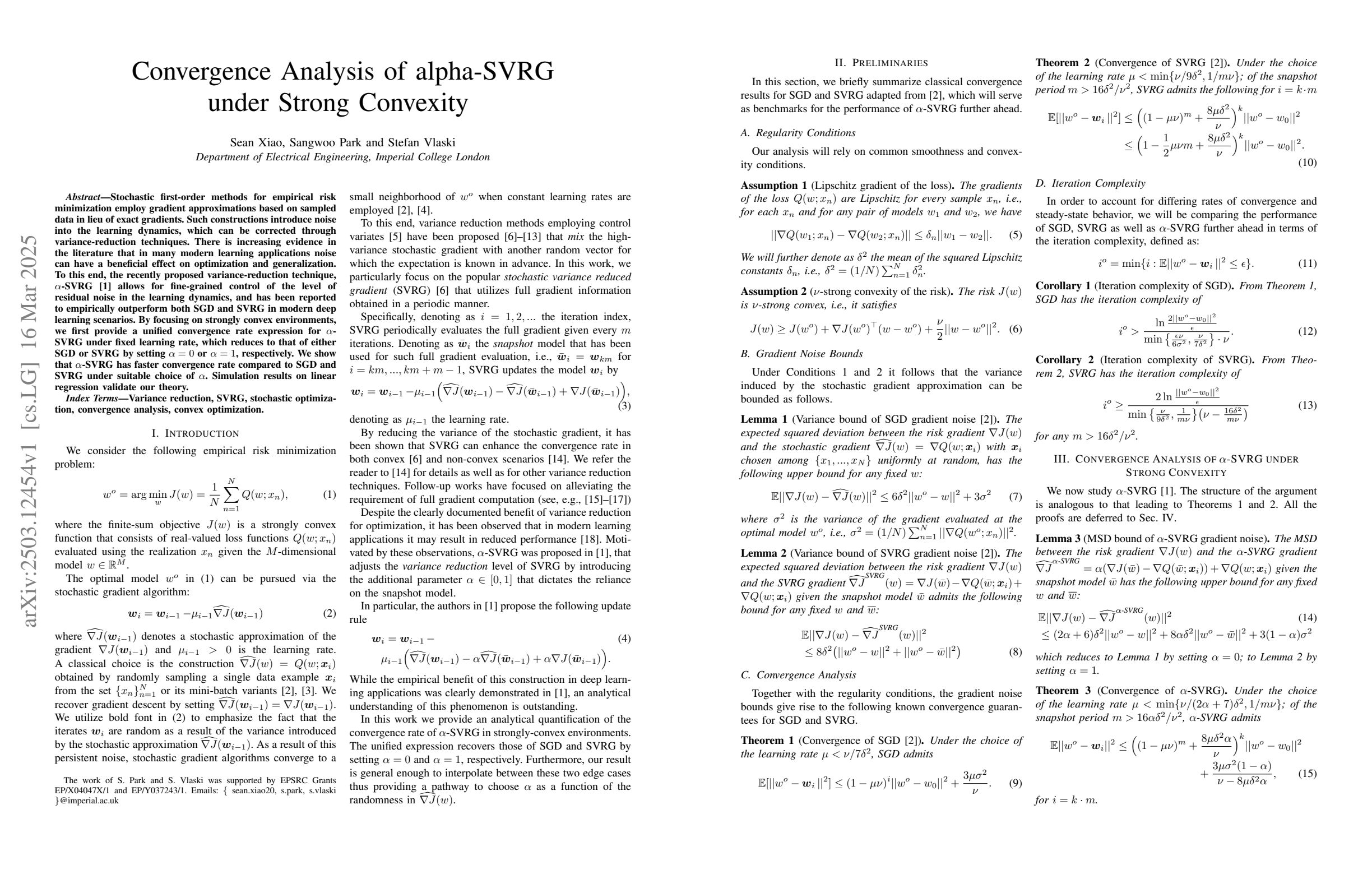 Convergence Analysis of alpha-SVRG under Strong Convexity