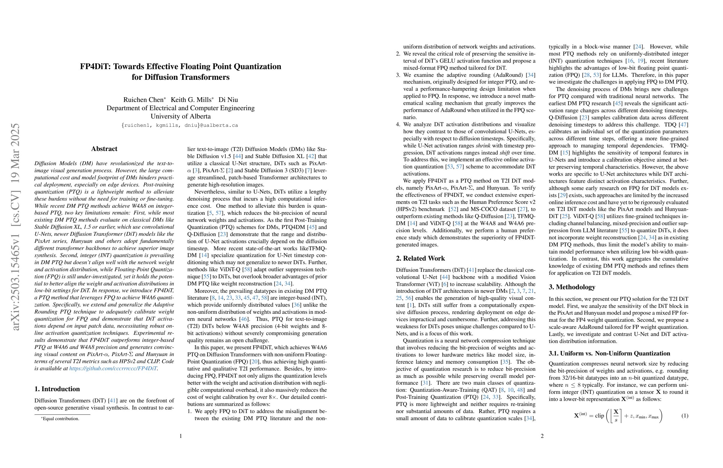 FP4DiT: Towards Effective Floating Point Quantization for Diffusion Transformers