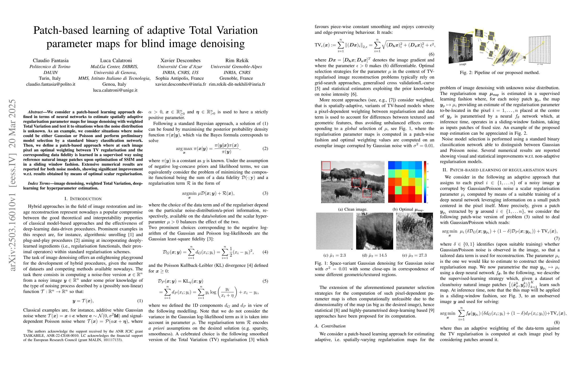 Patch-based learning of adaptive Total Variation parameter maps for blind image denoising