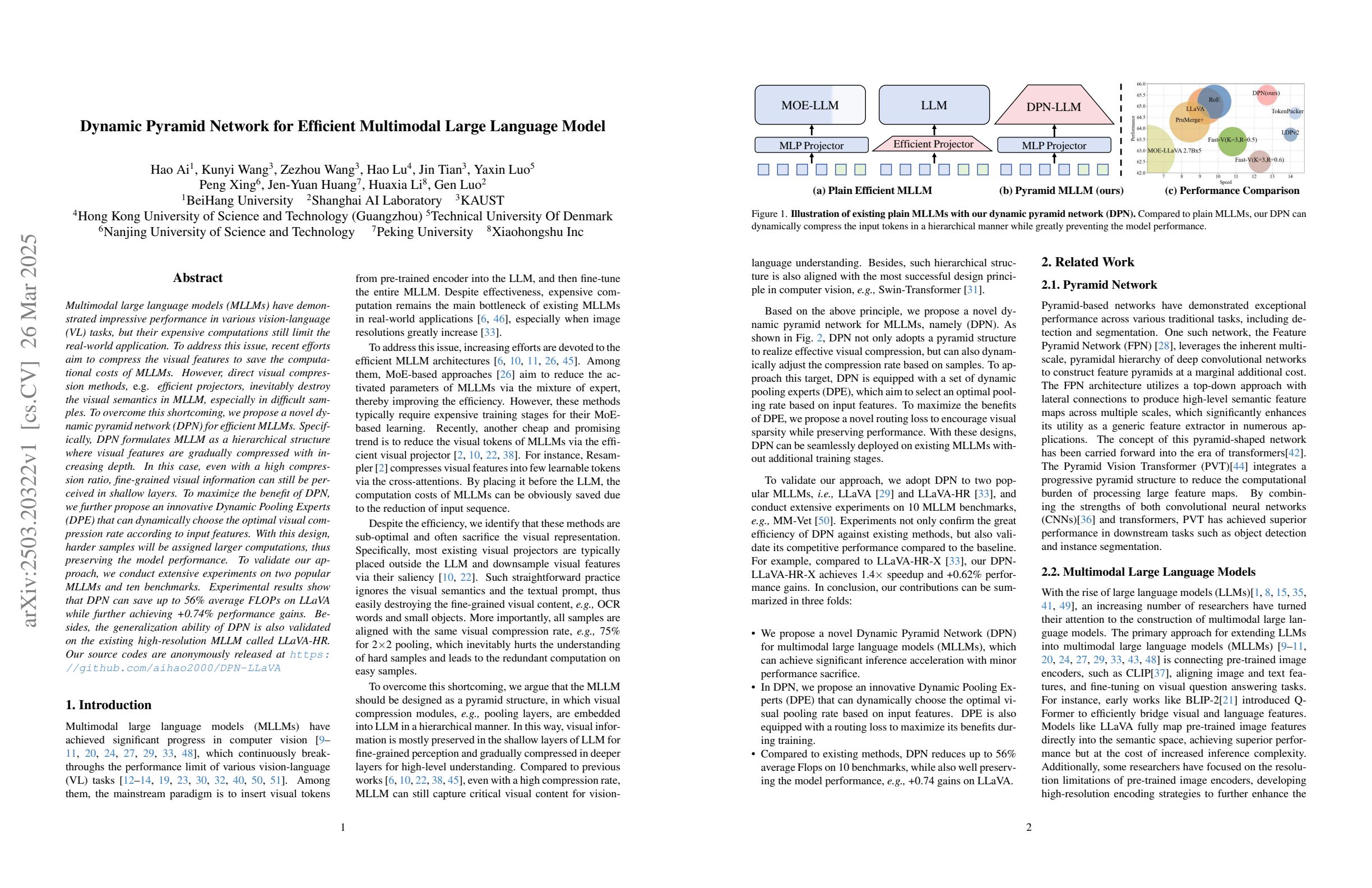 Dynamic Pyramid Network for Efficient Multimodal Large Language Model