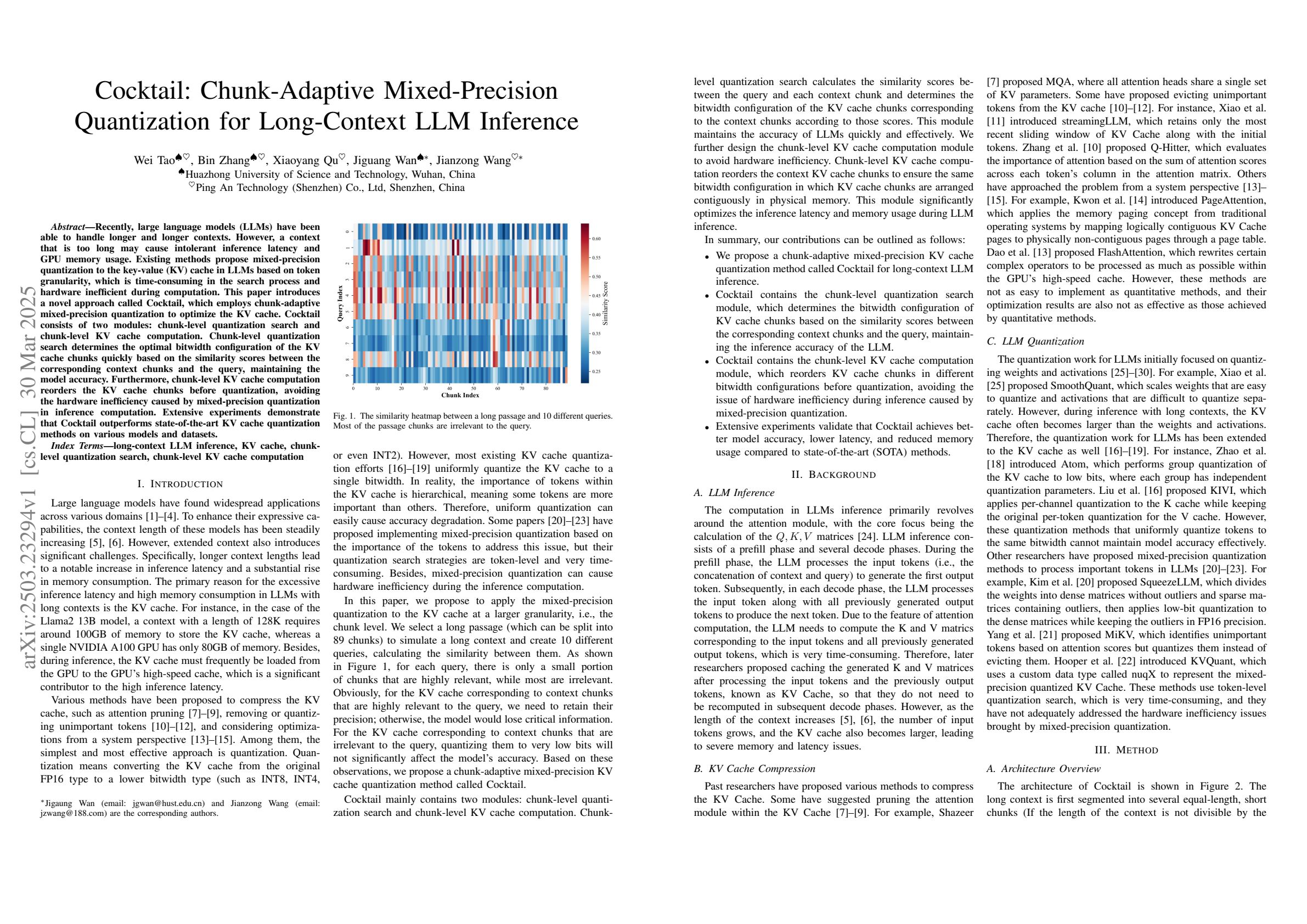 Cocktail: Chunk-Adaptive Mixed-Precision Quantization for Long-Context LLM Inference