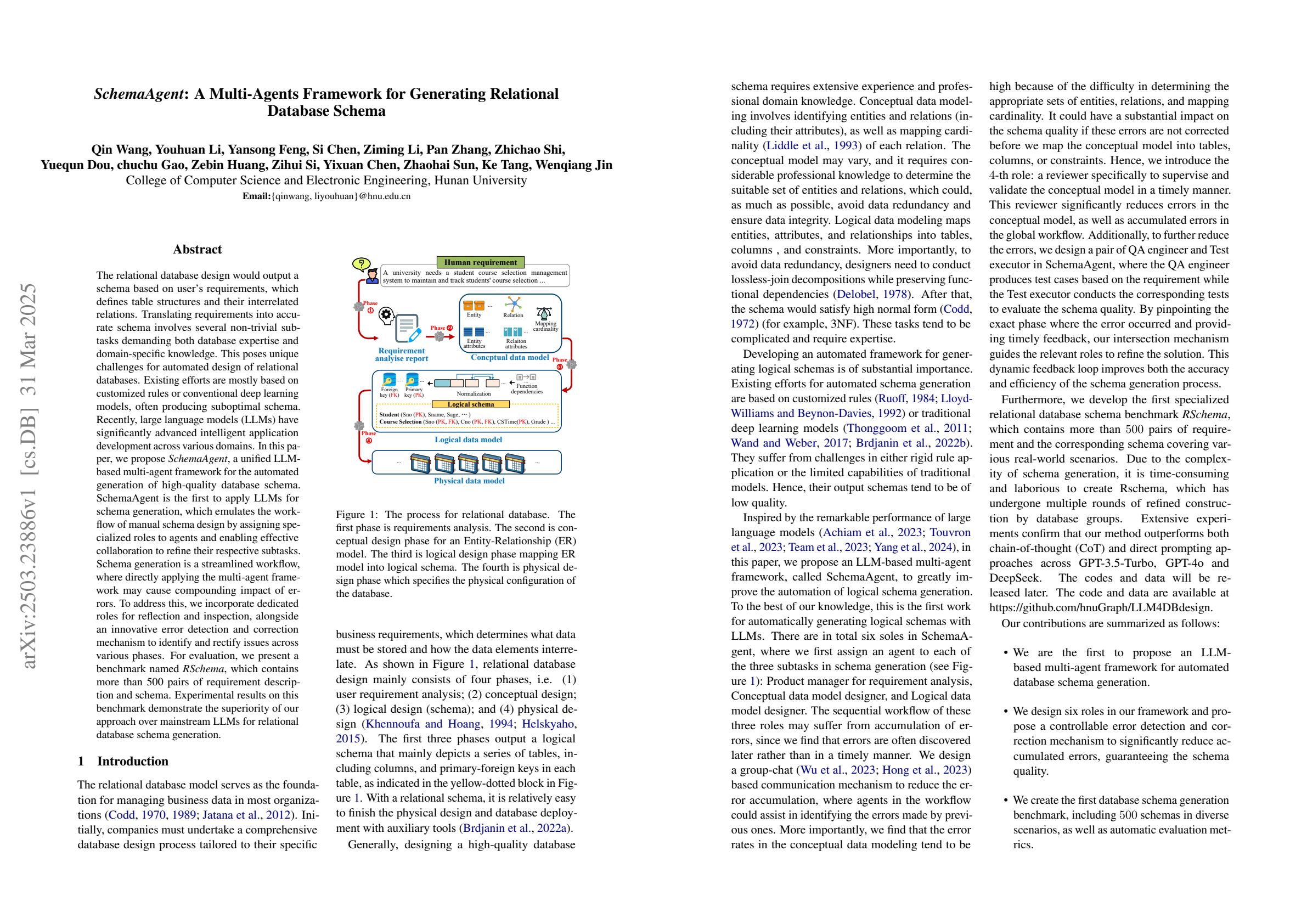 SchemaAgent: A Multi-Agents Framework for Generating Relational Database Schema