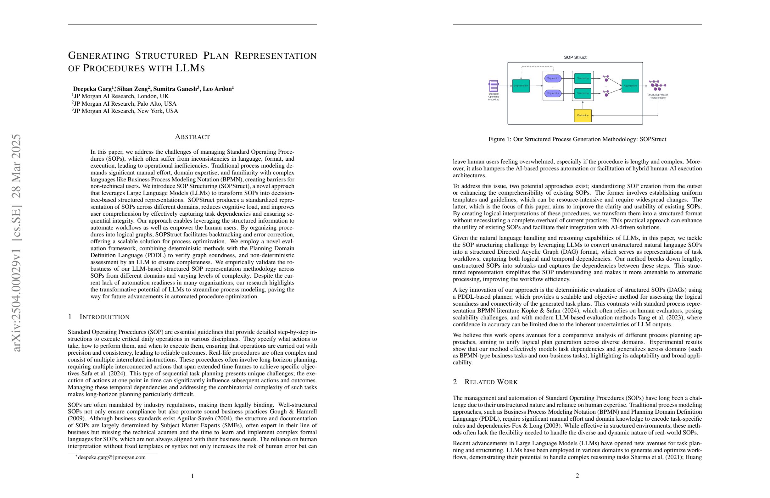 Generating Structured Plan Representation of Procedures with LLMs