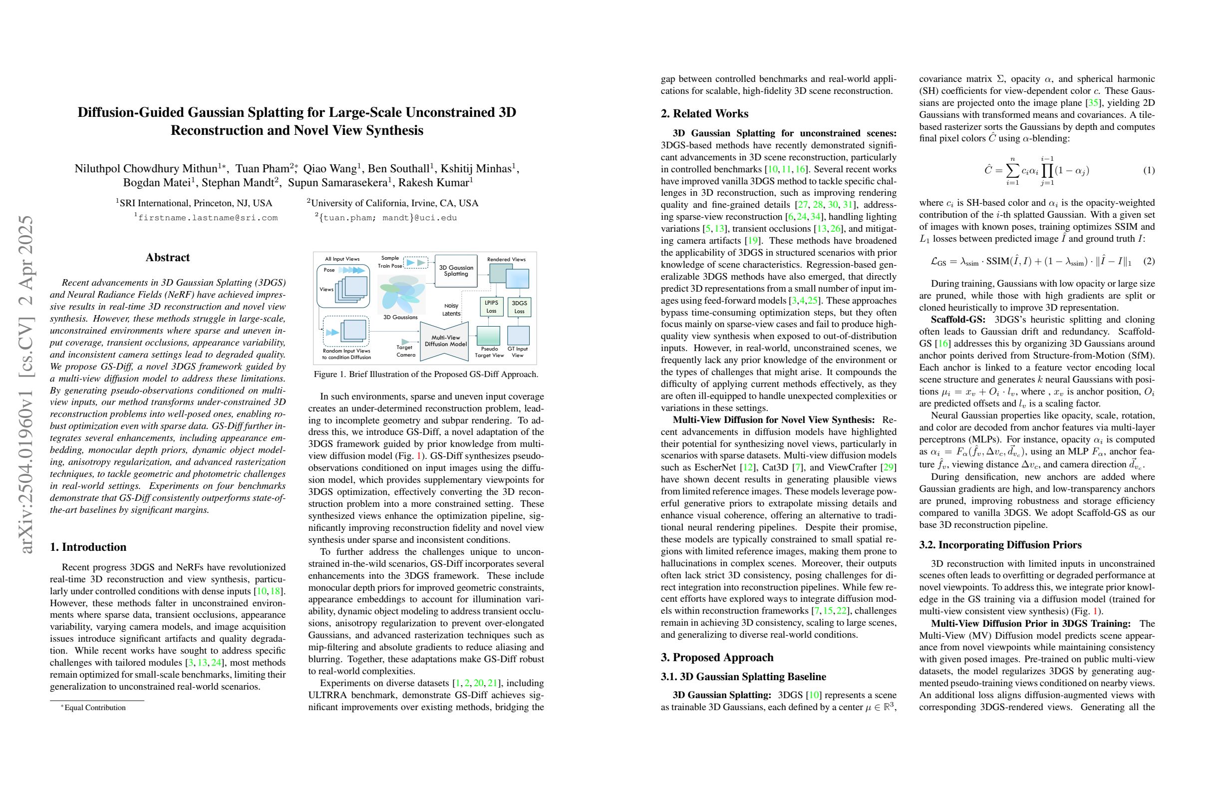 Diffusion-Guided Gaussian Splatting for Large-Scale Unconstrained 3D ...