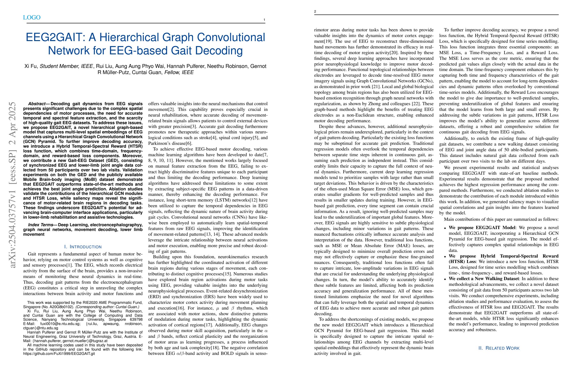 EEG2GAIT: A Hierarchical Graph Convolutional Network for EEG-based Gait ...