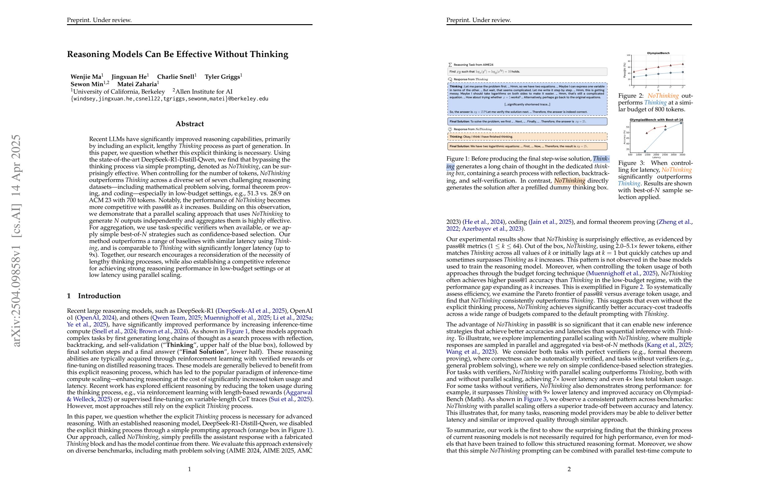 Reasoning Models Can Be Effective Without Thinking