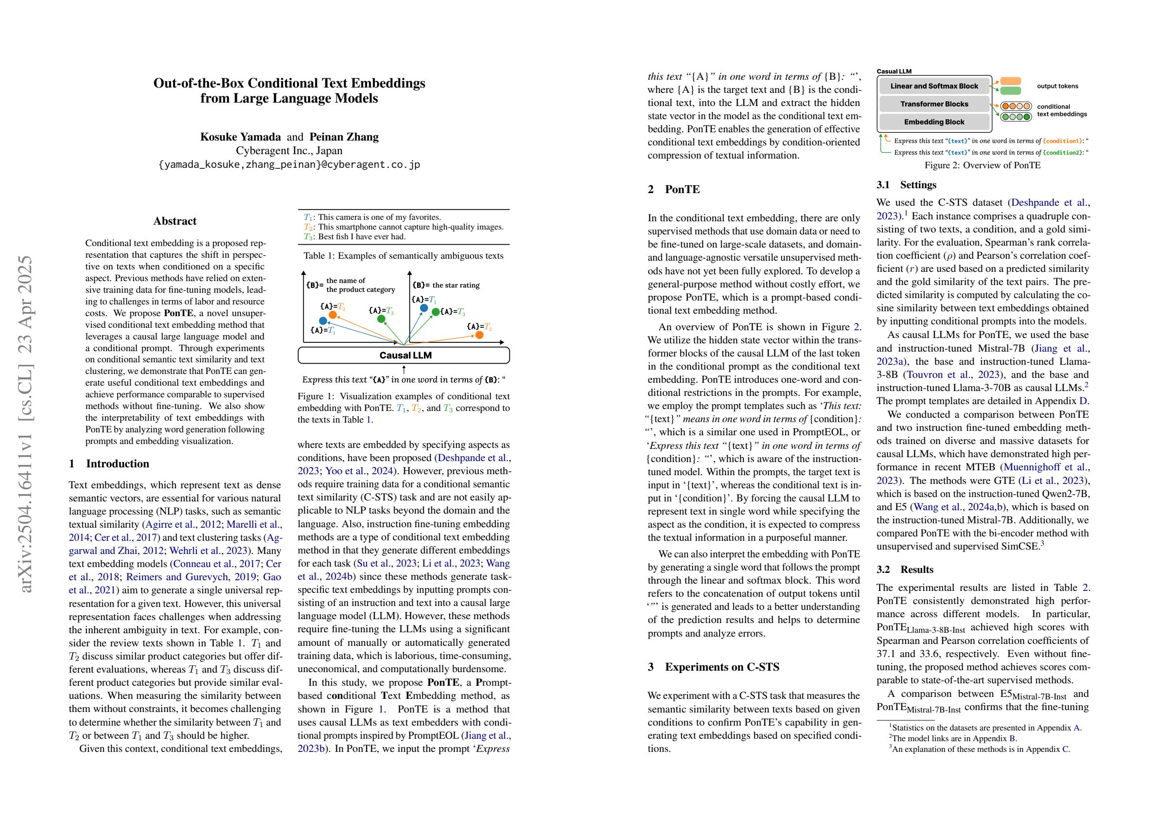 Out-of-the-Box Conditional Text Embeddings from Large Language Models
