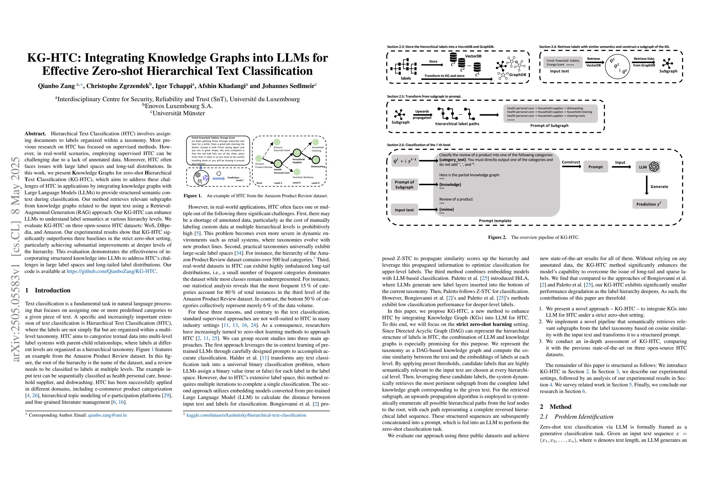 KG-HTC: Integrating Knowledge Graphs into LLMs for Effective Zero-shot Hierarchical Text ...