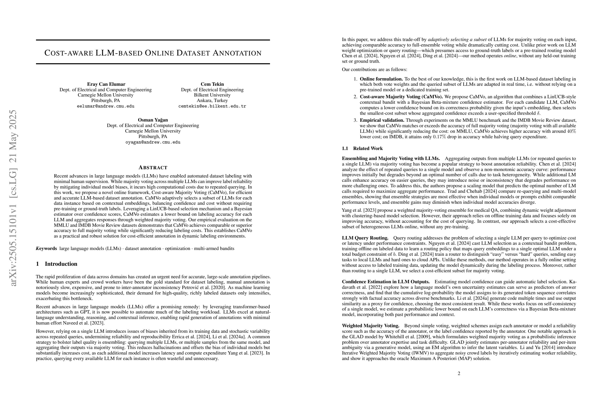 Cost-aware LLM-based Online Dataset Annotation