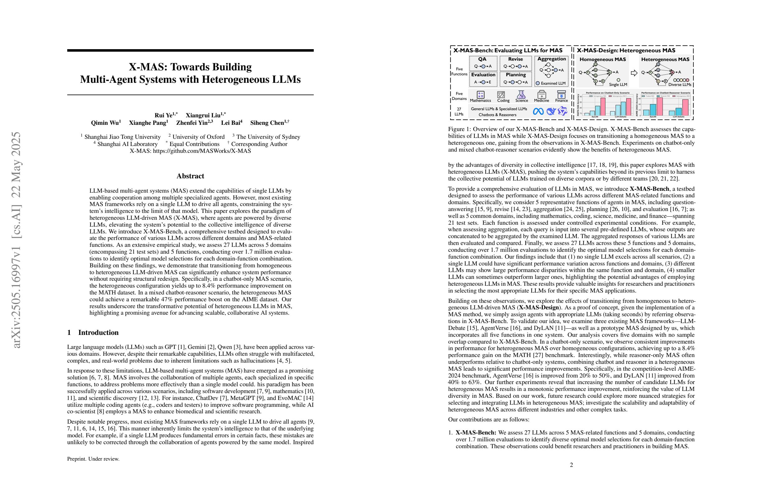 X-MAS: Towards Building Multi-Agent Systems with Heterogeneous LLMs