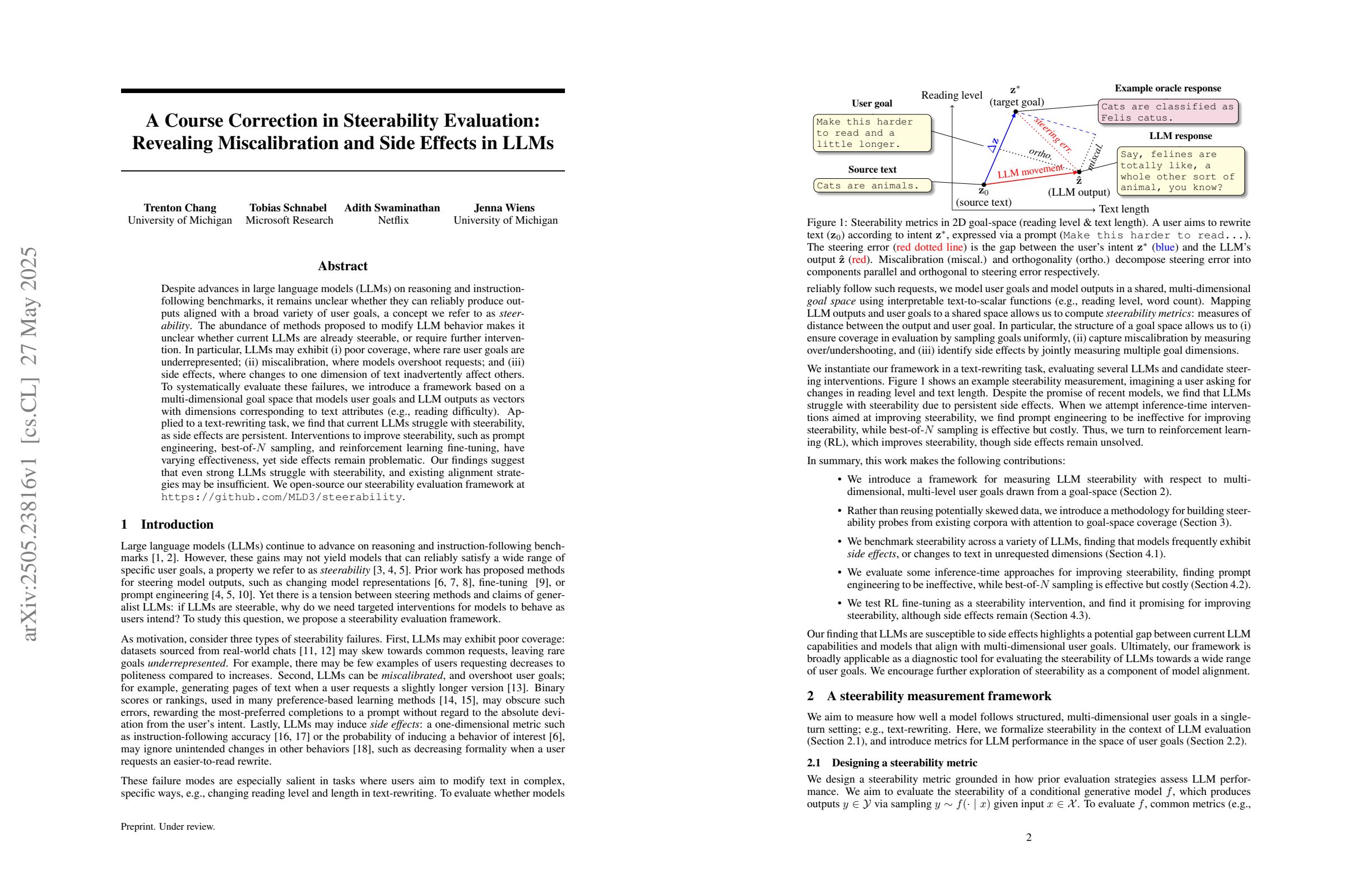 A Course Correction in Steerability Evaluation: Revealing Miscalibration and Side Effects in LLMs