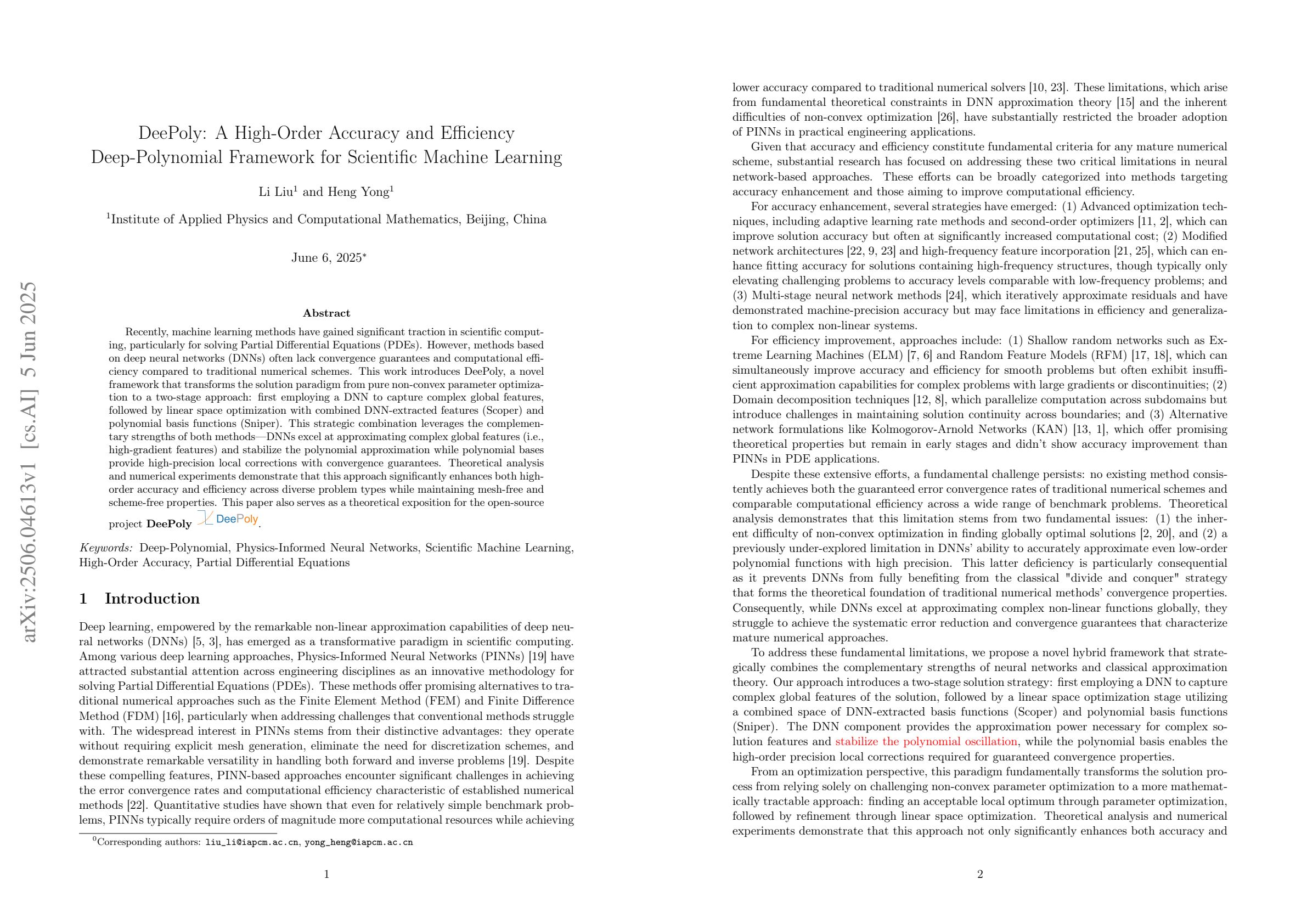 DeePoly: A High-Order Accuracy and Efficiency Deep-Polynomial Framework ...