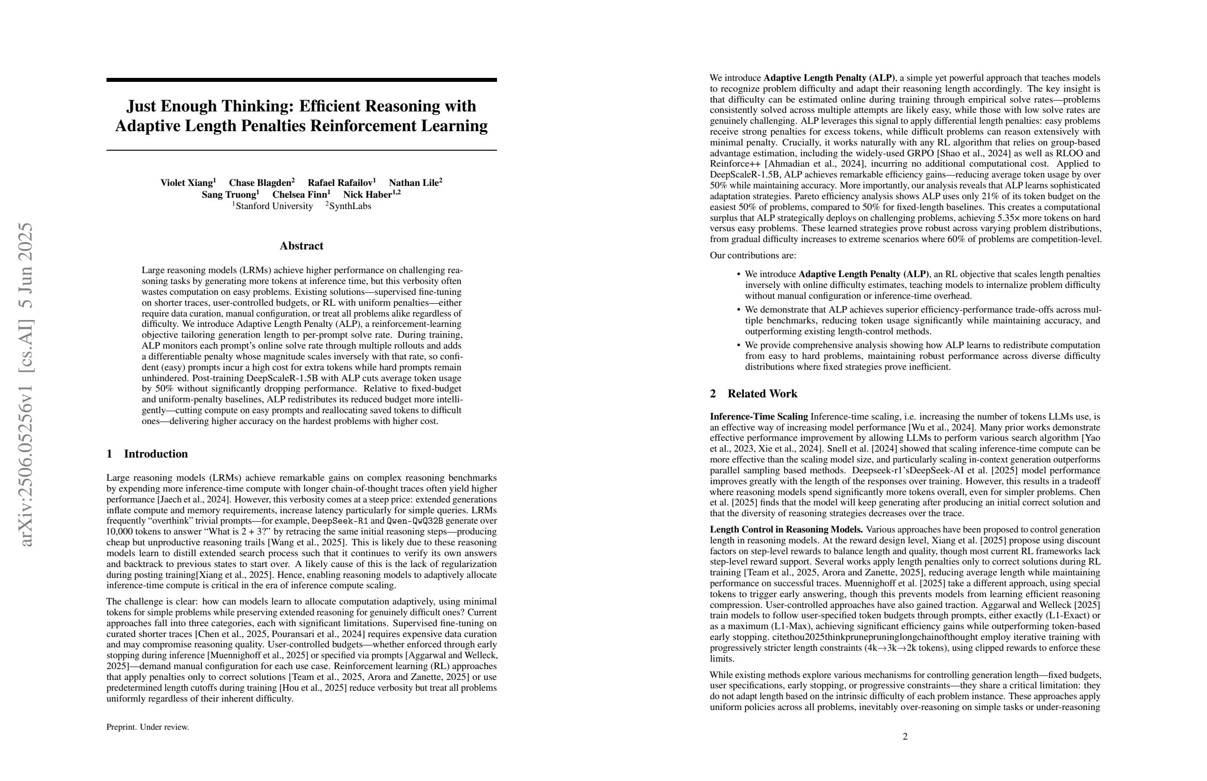 Just Enough Thinking: Efficient Reasoning with Adaptive Length ...