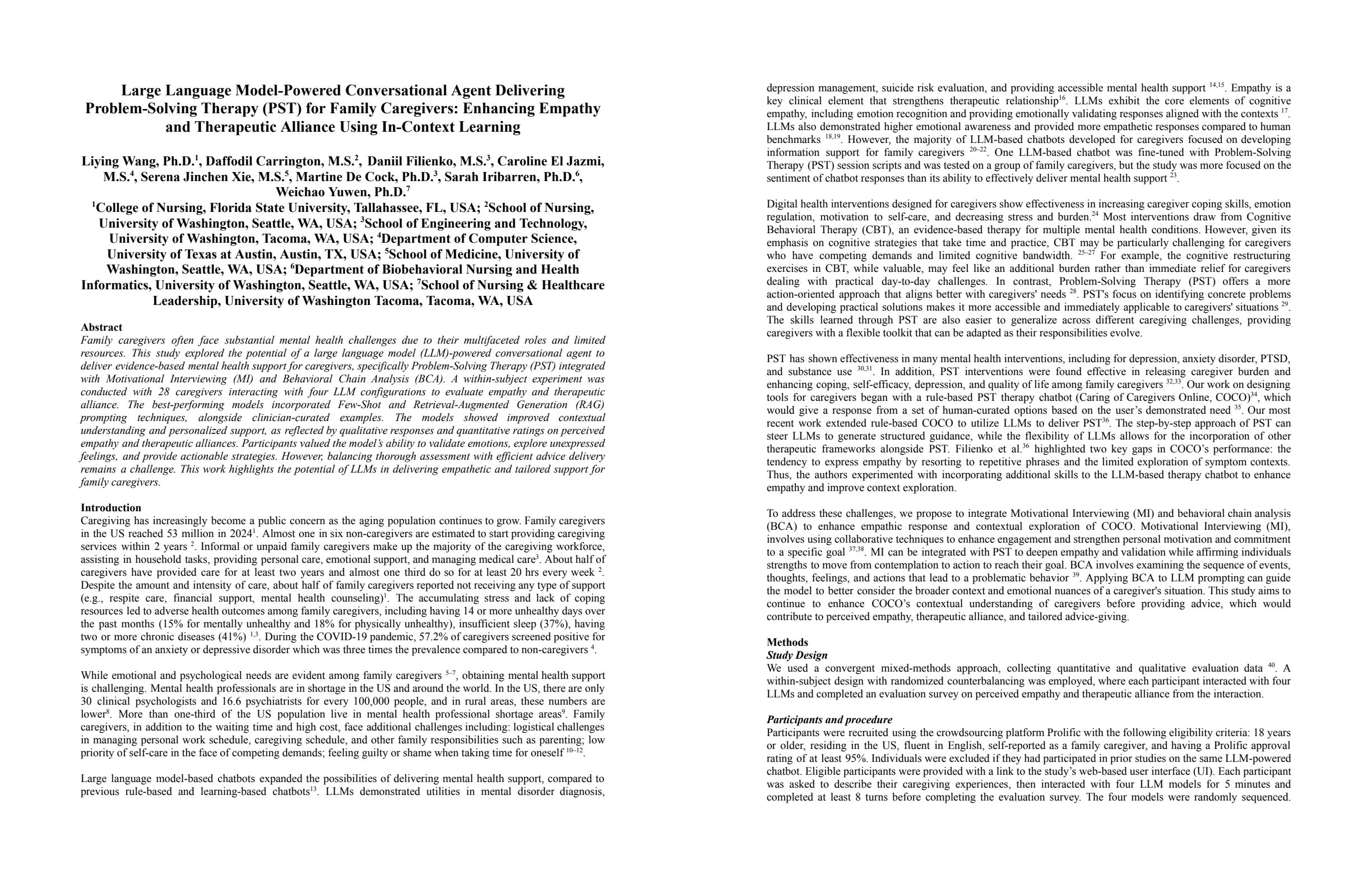 Large Language Model-Powered Conversational Agent Delivering Problem-Solving Therapy (PST) for ...