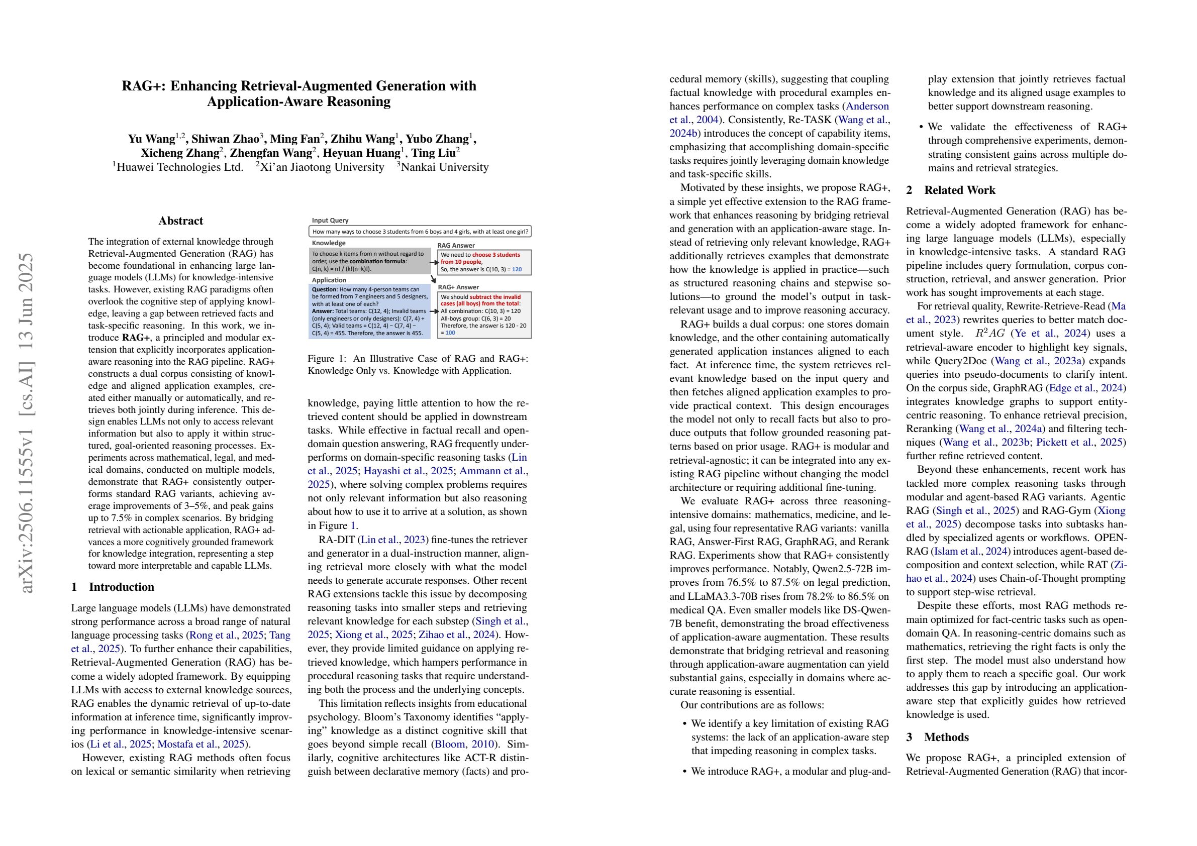 RAG+: Enhancing Retrieval-Augmented Generation with Application-Aware Reasoning