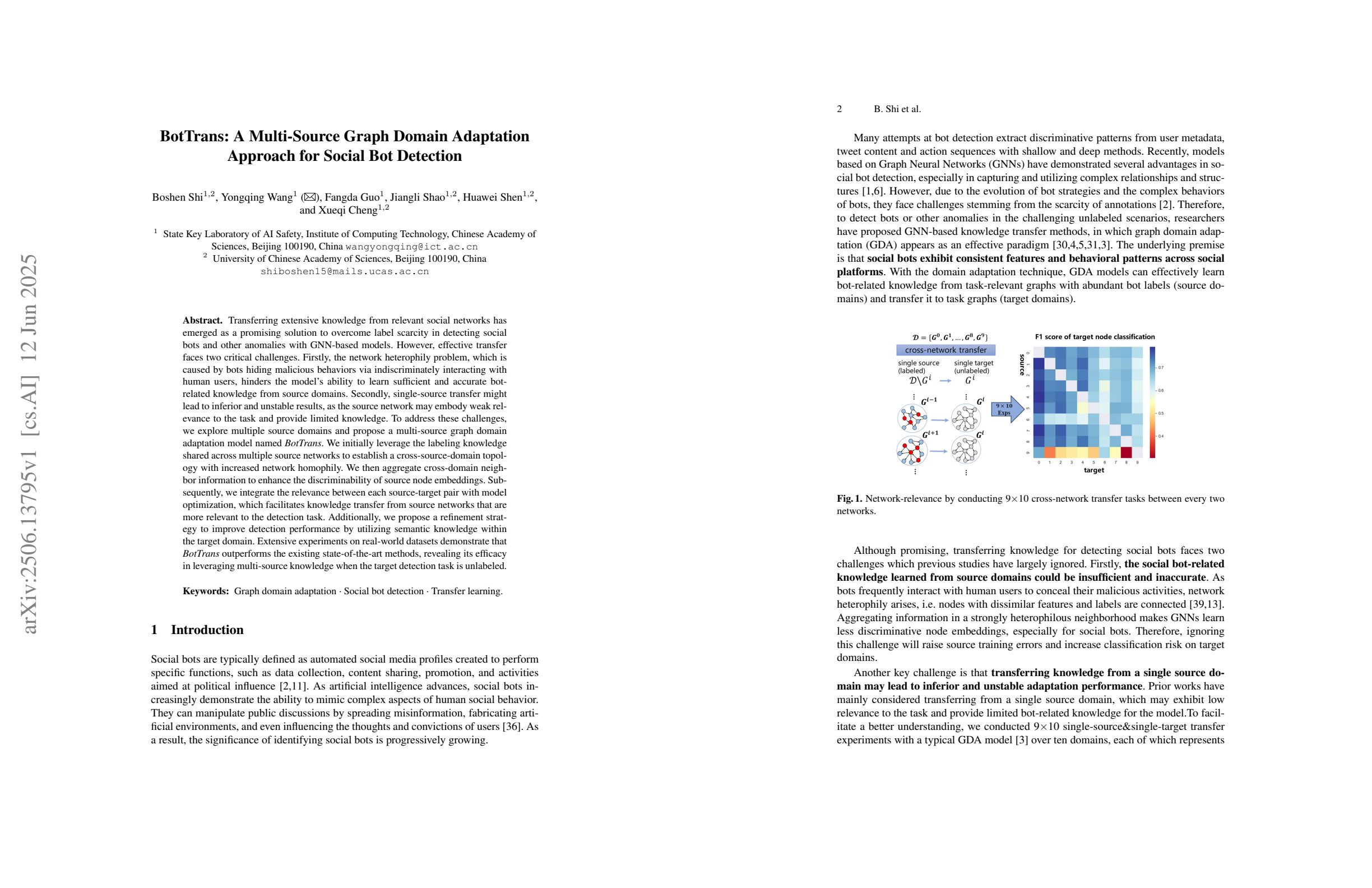 BotTrans: A Multi-Source Graph Domain Adaptation Approach for Social Bot Detection