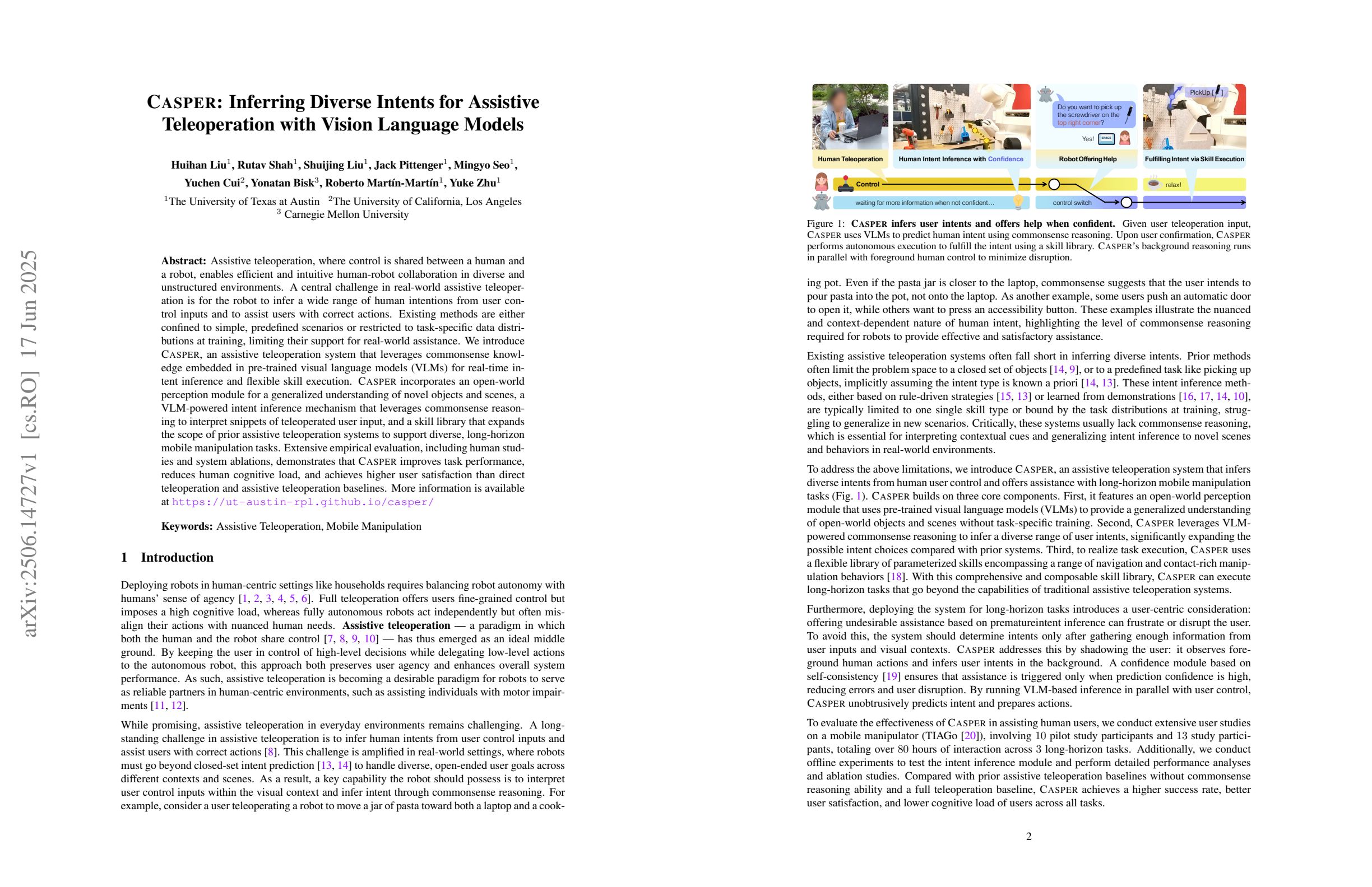 Casper: Inferring Diverse Intents for Assistive Teleoperation with ...