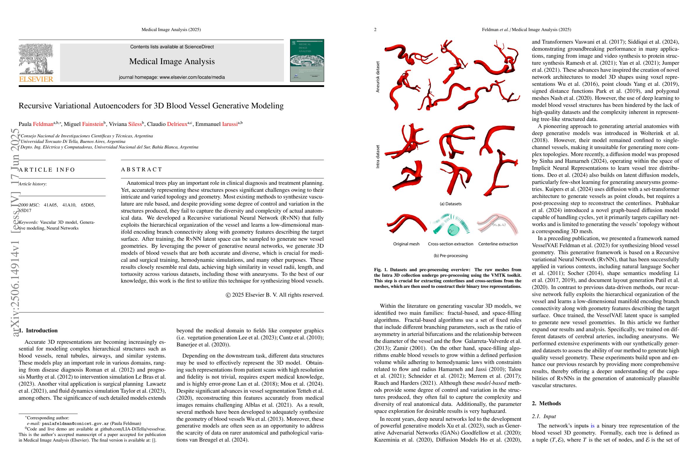 Recursive Variational Autoencoders for 3D Blood Vessel Generative Modeling