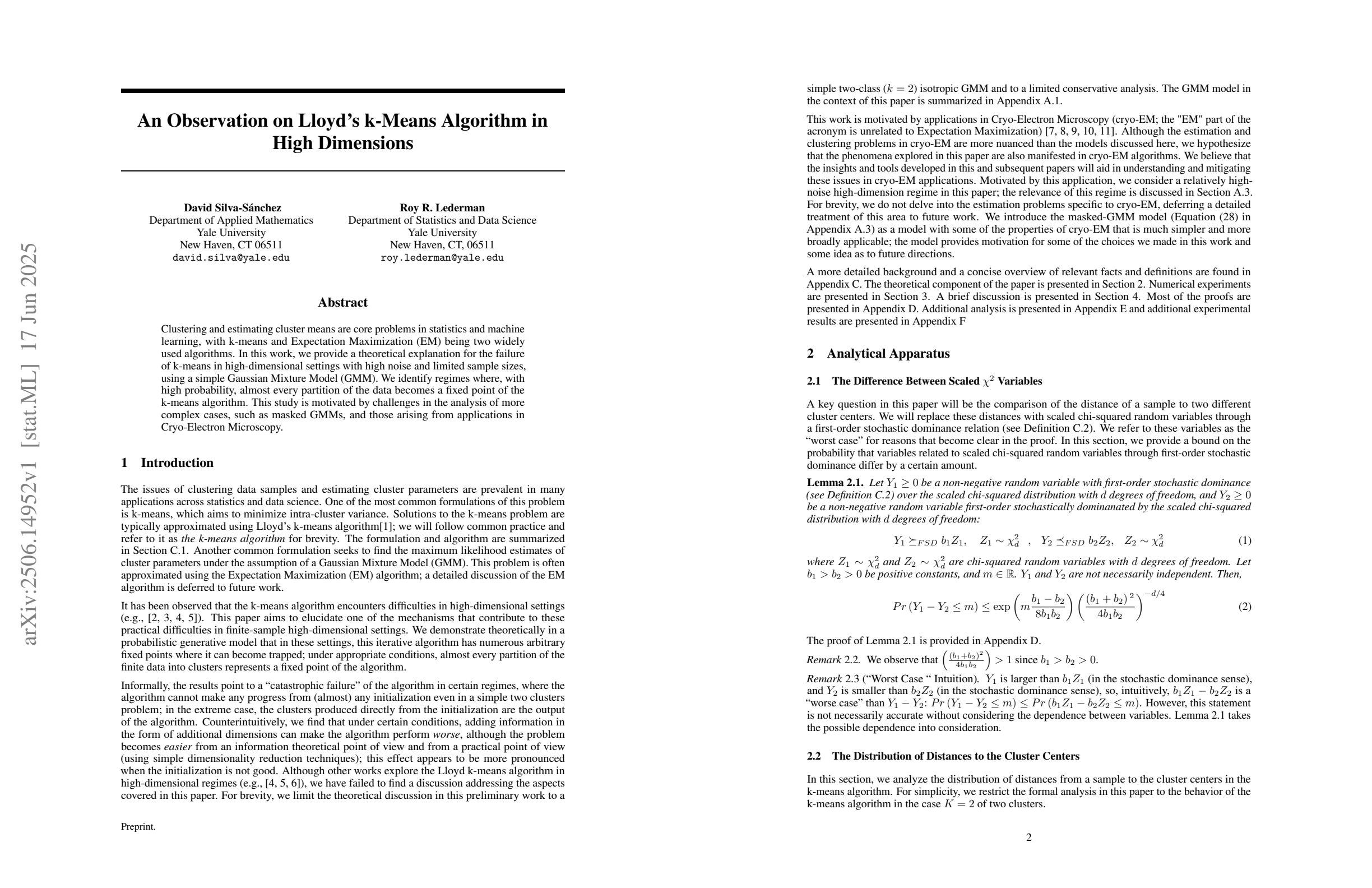 An Observation on Lloyd's k-Means Algorithm in High Dimensions