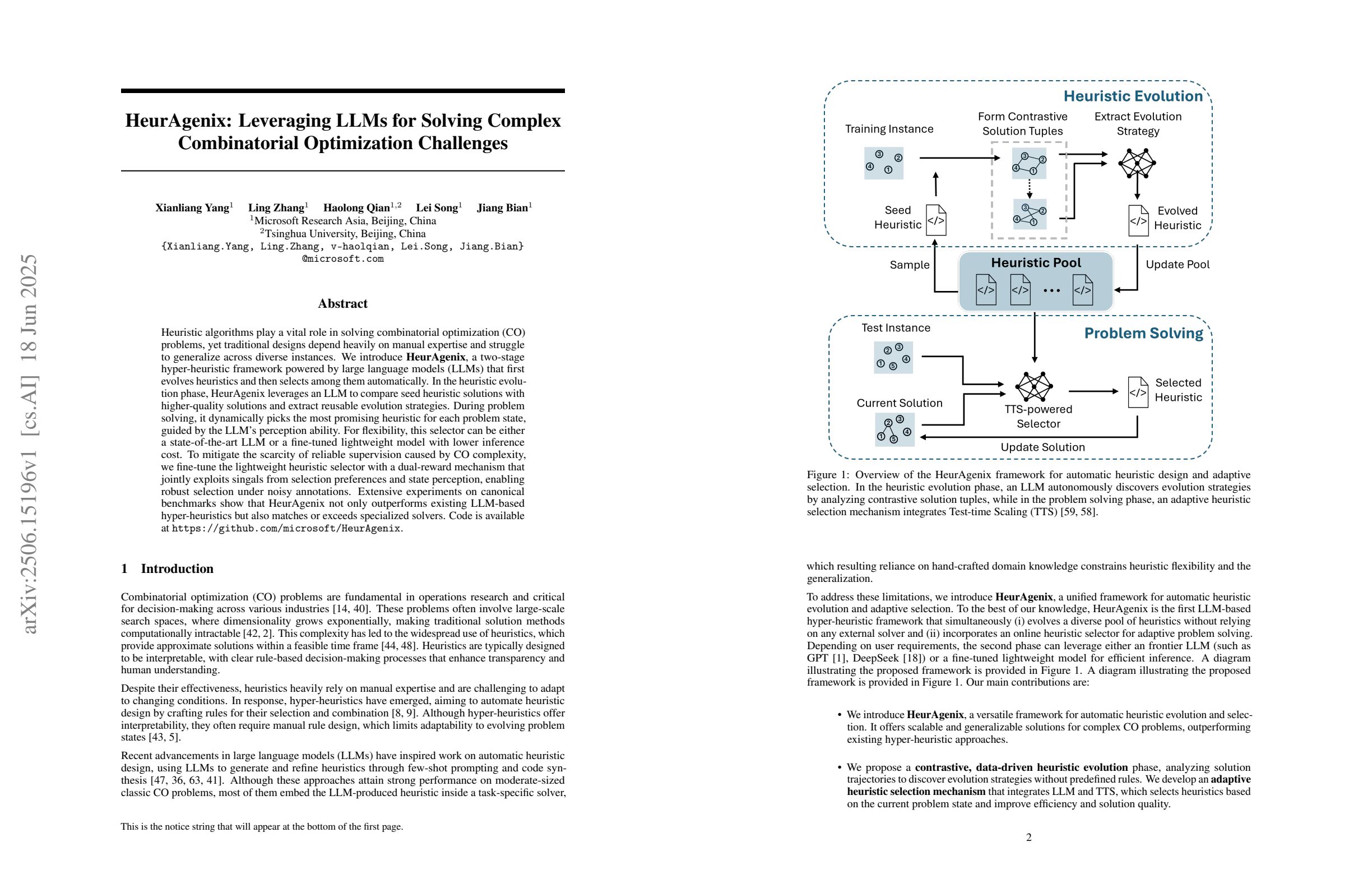 HeurAgenix: Leveraging LLMs for Solving Complex Combinatorial Optimization Challenges