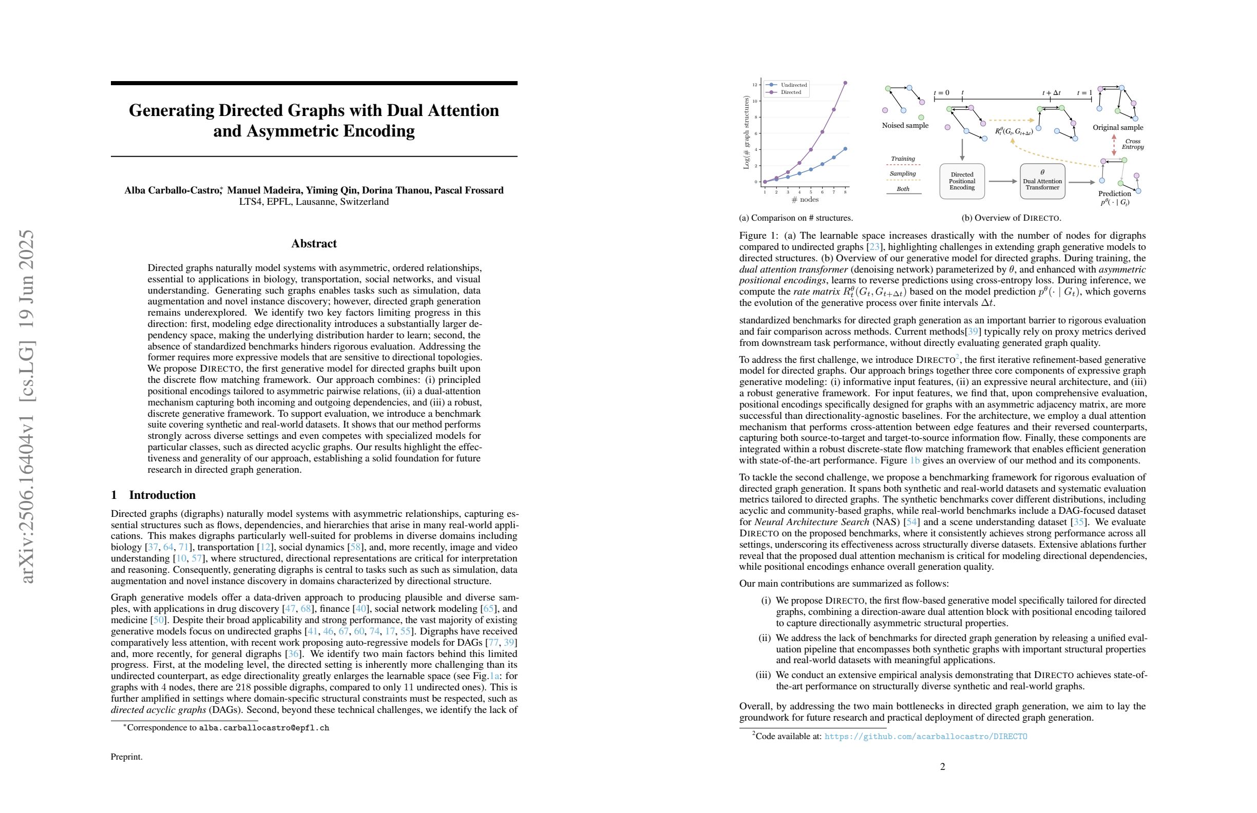 Generating Directed Graphs with Dual Attention and Asymmetric Encoding