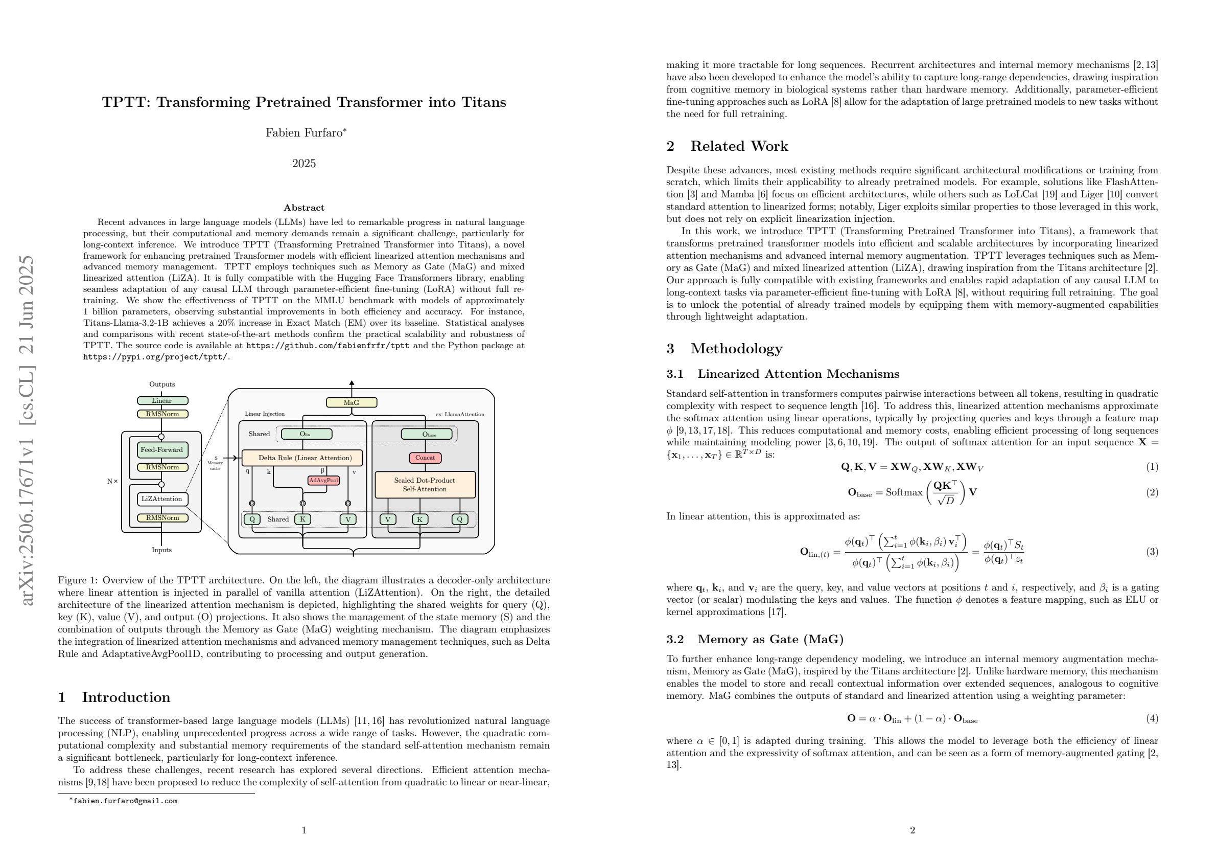 TPTT: Transforming Pretrained Transformer into Titans