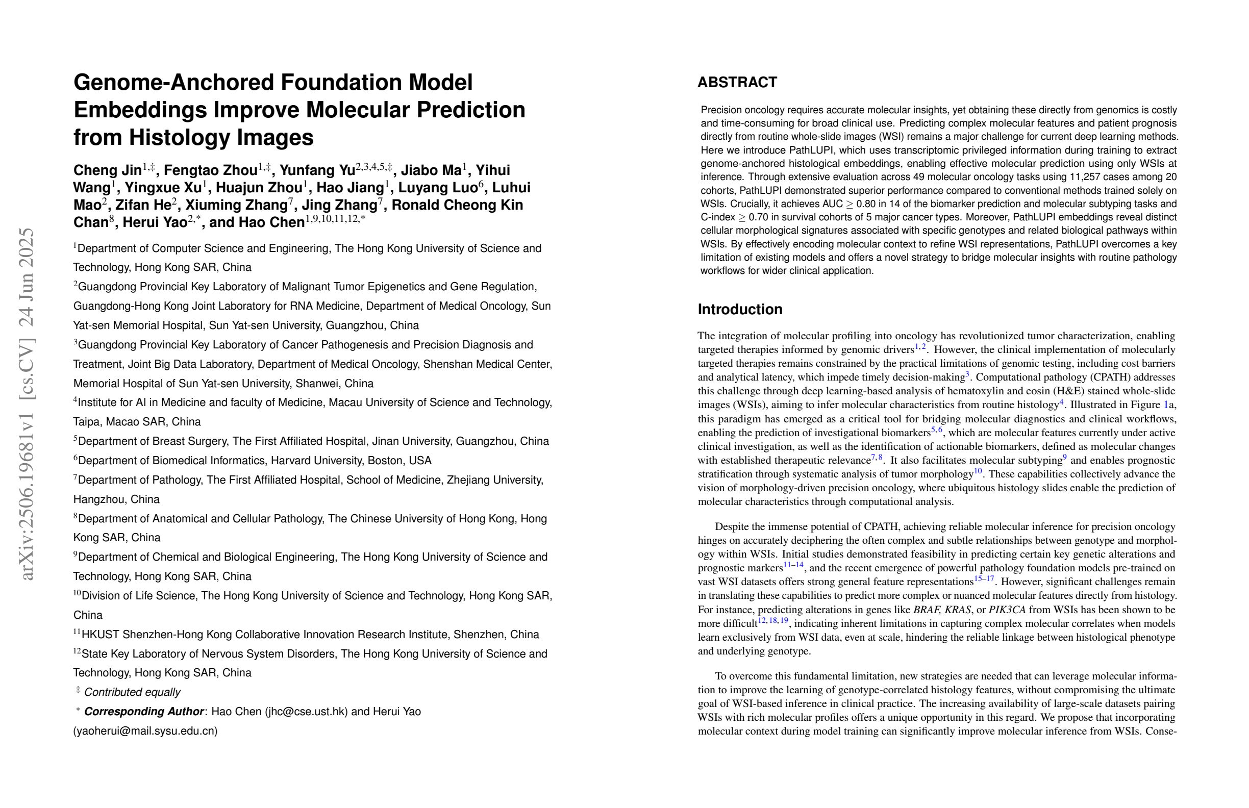 Genome-Anchored Foundation Model Embeddings Improve Molecular Prediction from Histology Images