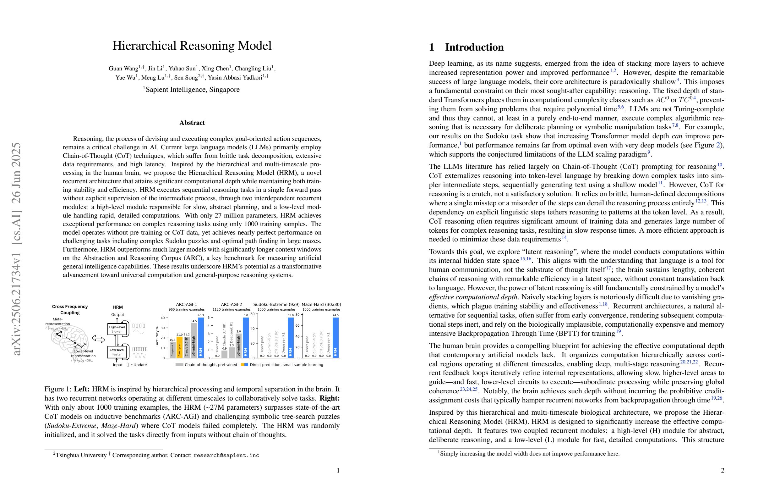 Hierarchical Reasoning Model