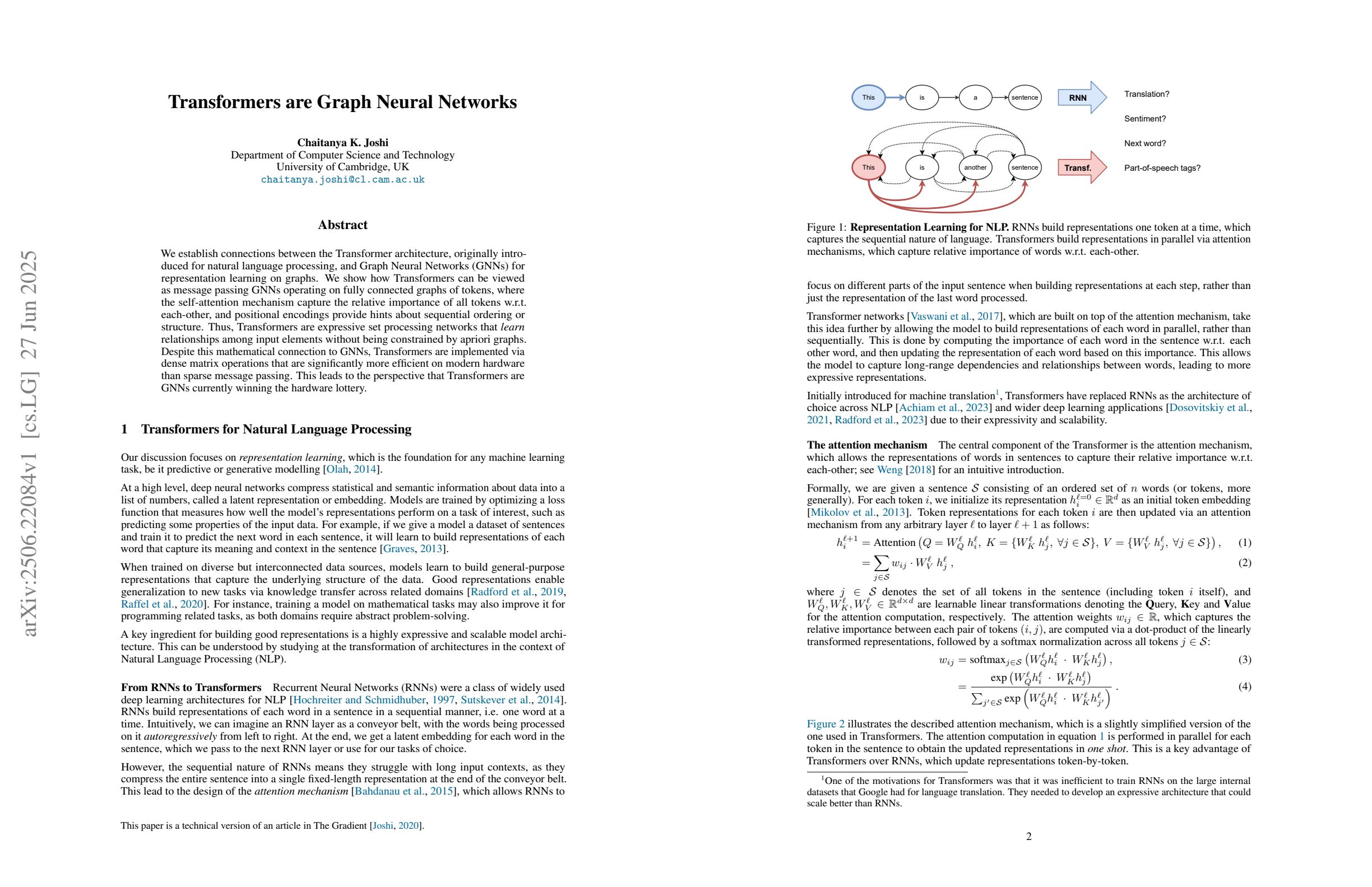 Transformers are Graph Neural Networks