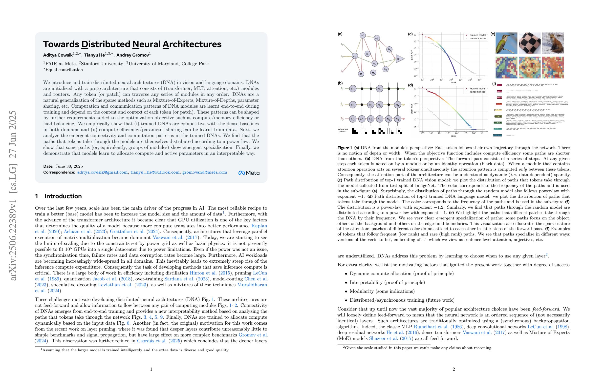 Towards Distributed Neural Architectures