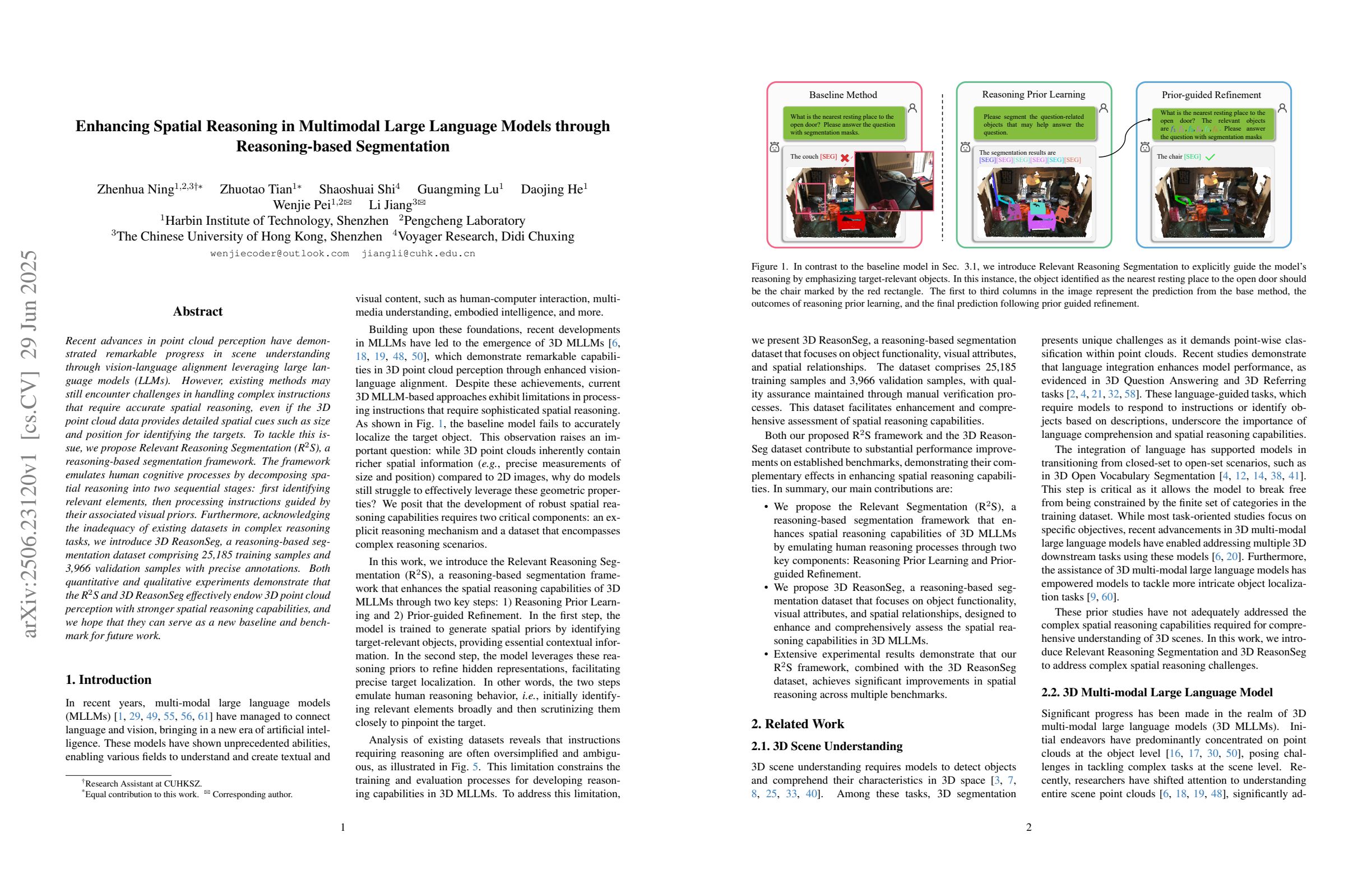 Enhancing Spatial Reasoning in Multimodal Large Language Models through Reasoning-based Segmentation