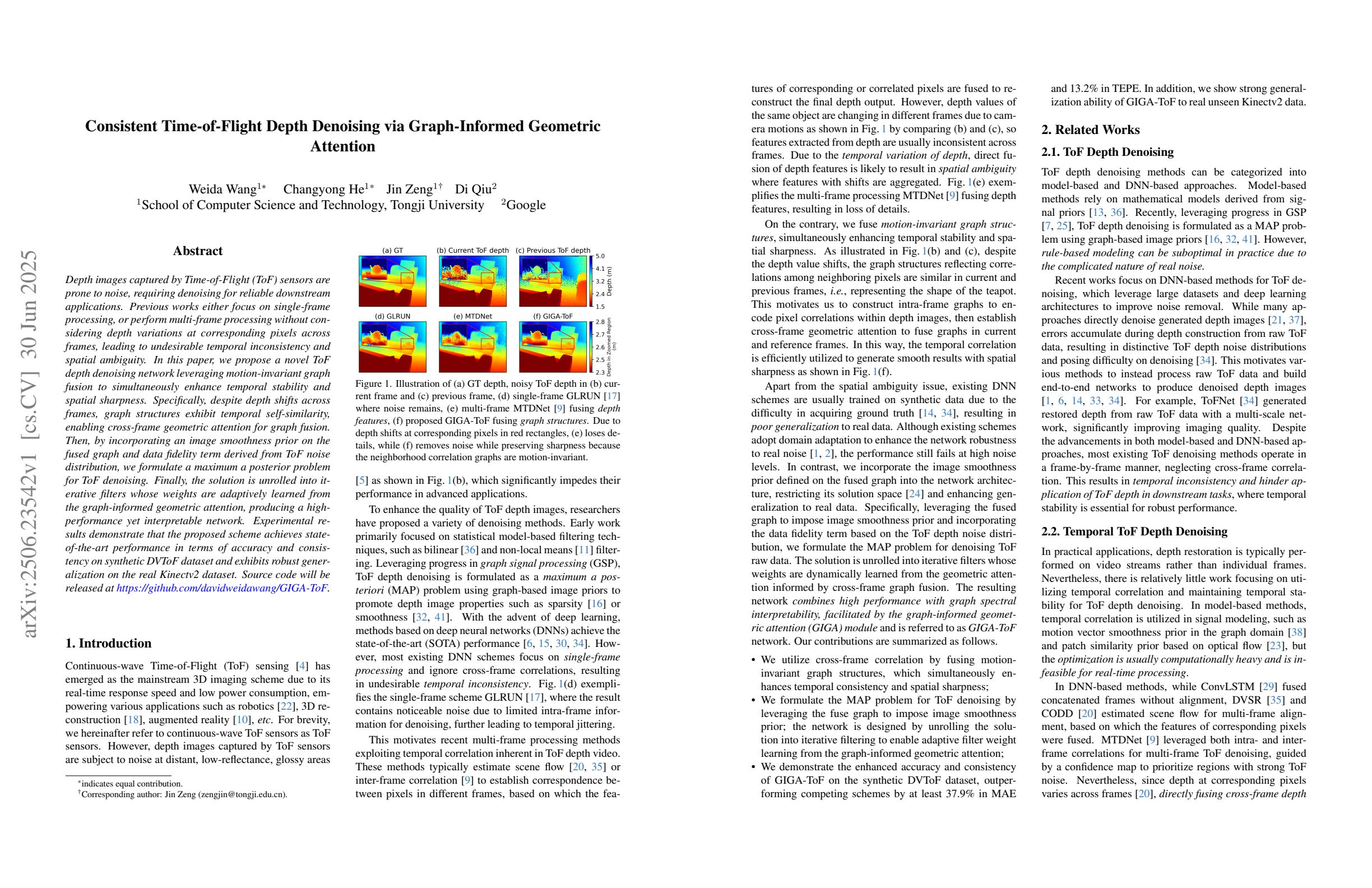 Consistent Time-of-Flight Depth Denoising via Graph-Informed Geometric ...