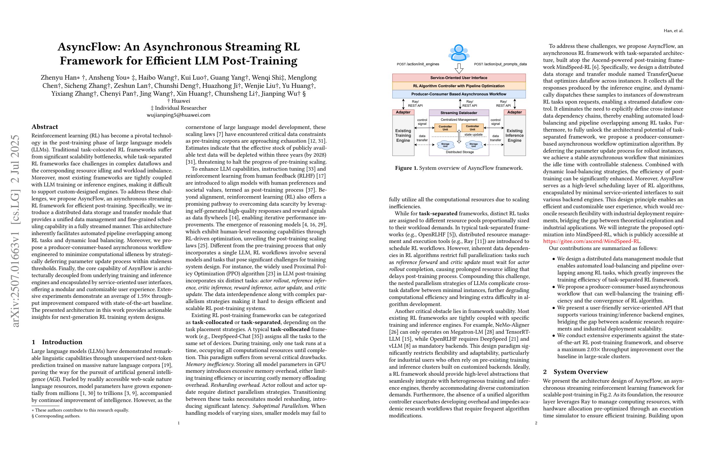 AsyncFlow: An Asynchronous Streaming RL Framework for Efficient LLM Post-Training