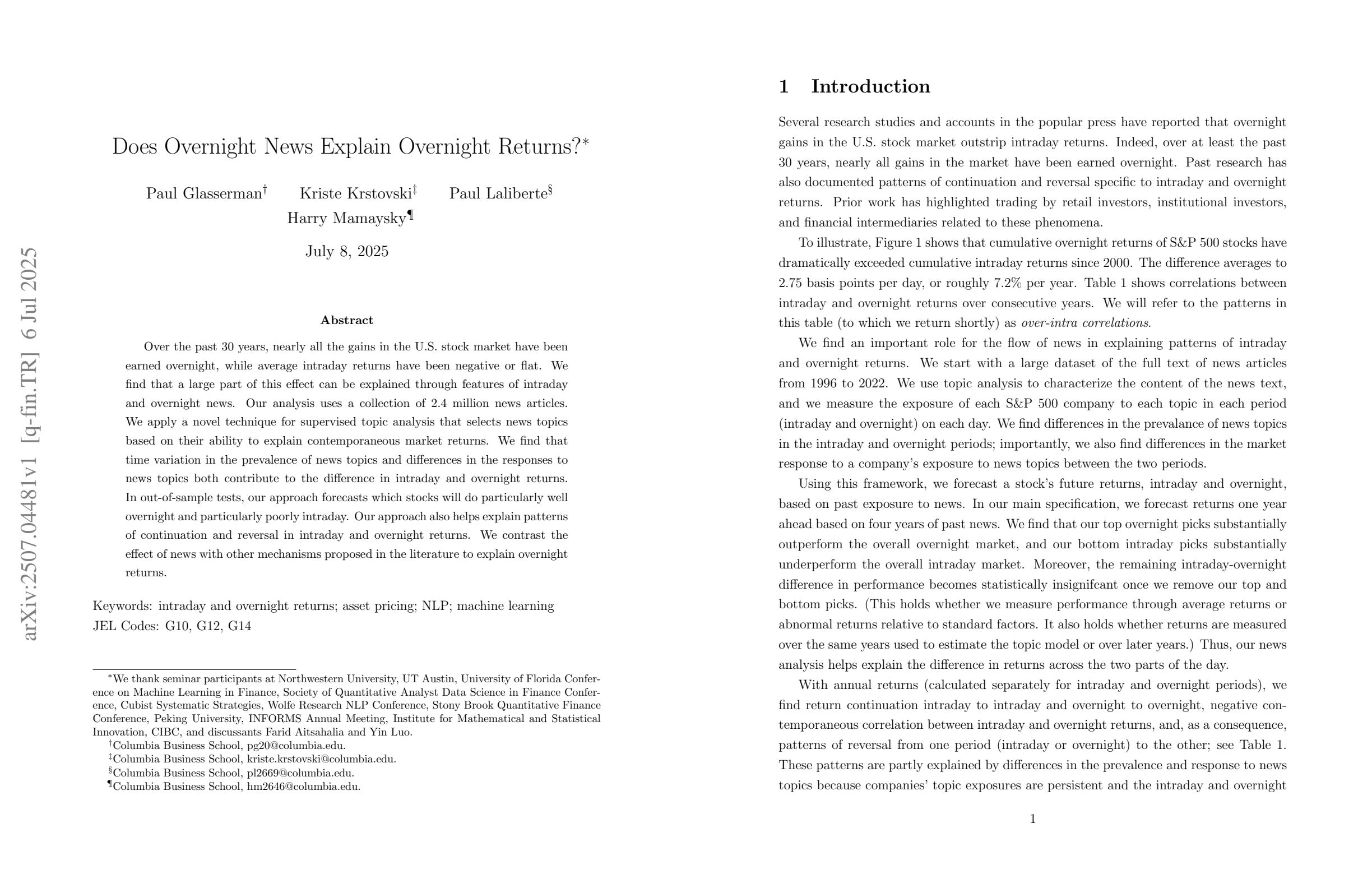 Does Overnight News Explain Overnight Returns?