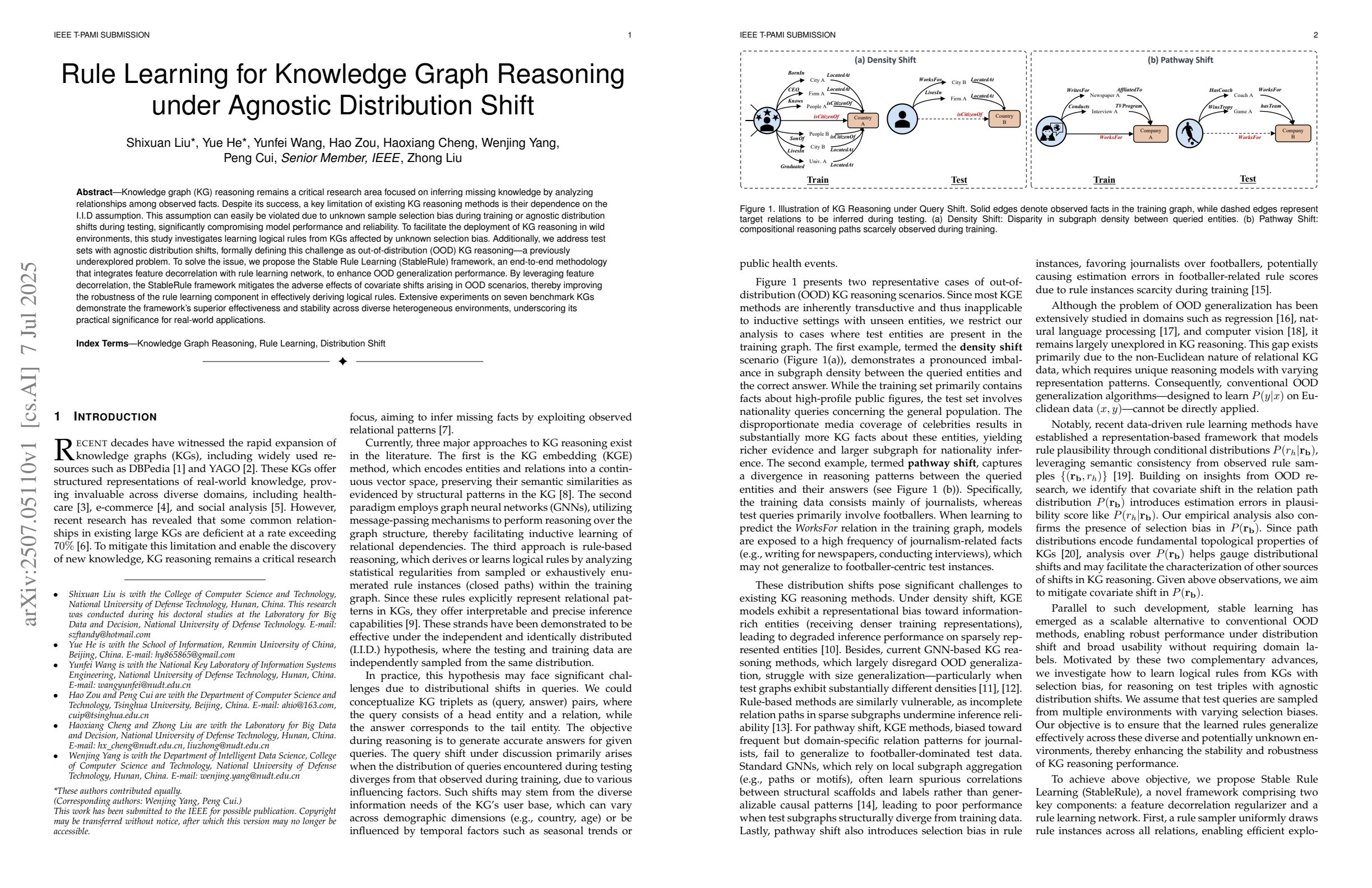Rule Learning for Knowledge Graph Reasoning under Agnostic Distribution Shift