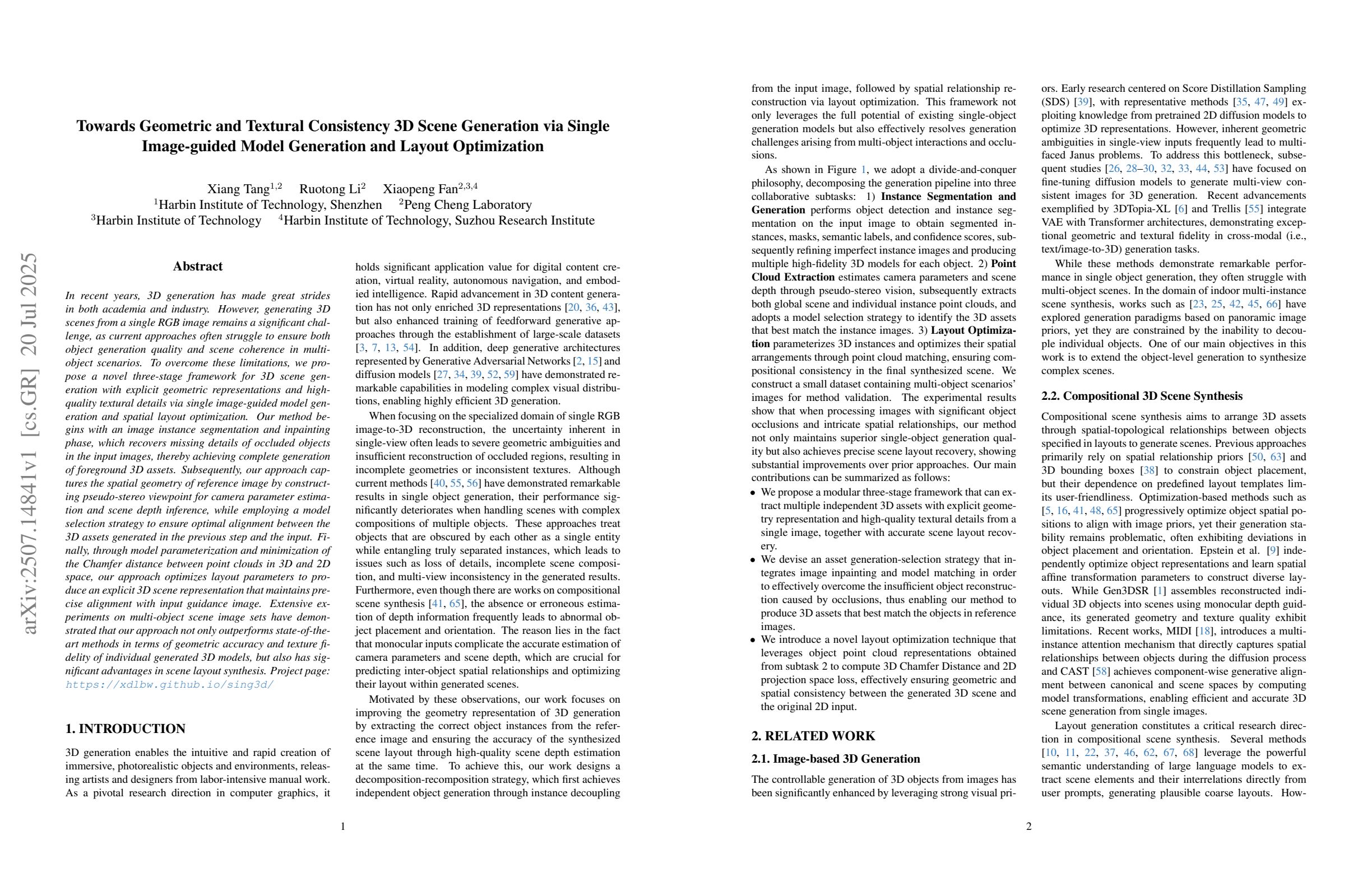 Towards Geometric and Textural Consistency 3D Scene Generation via Single Image-guided Model ...