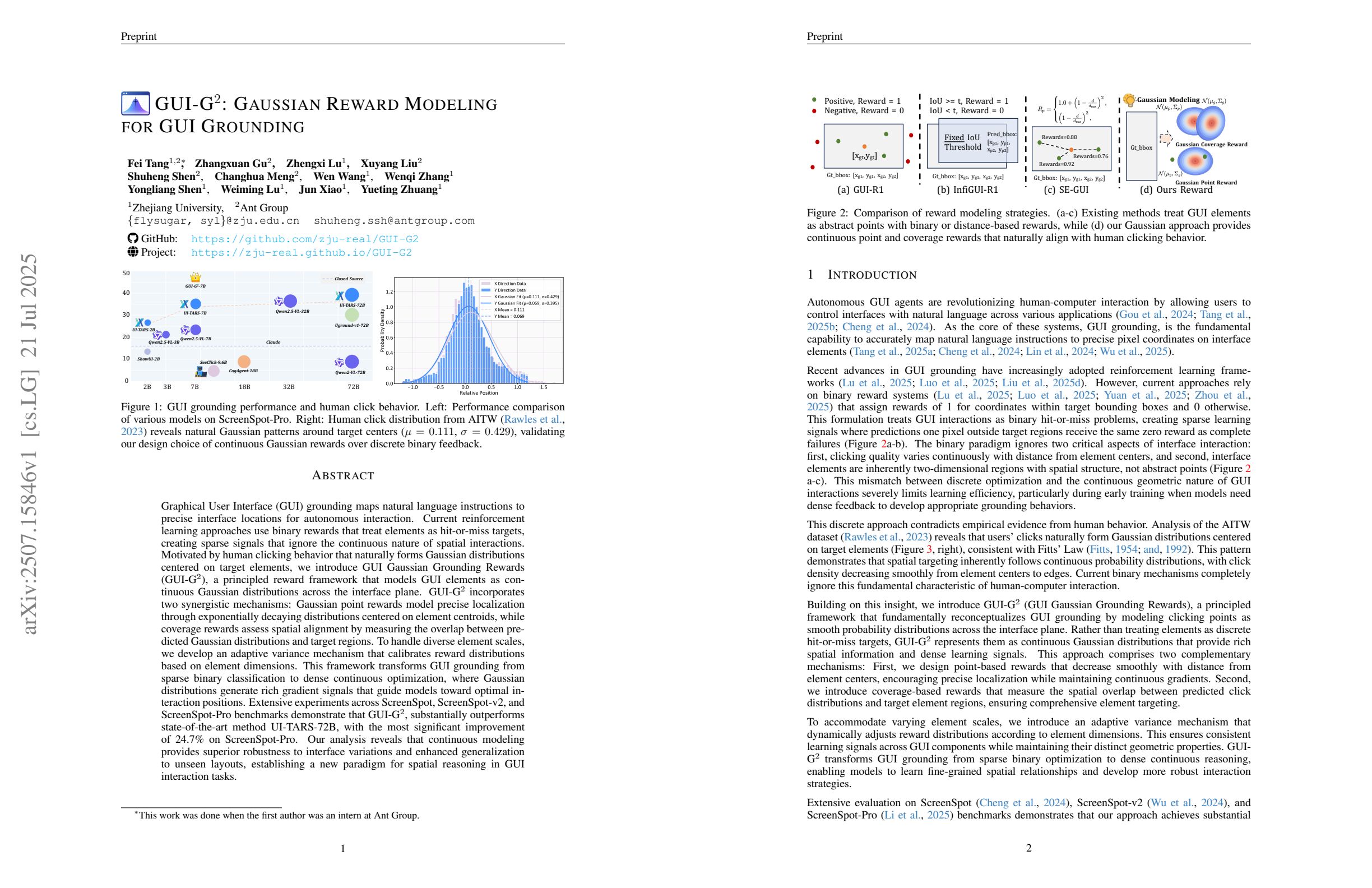 GUI-G$^2$: Gaussian Reward Modeling for GUI Grounding