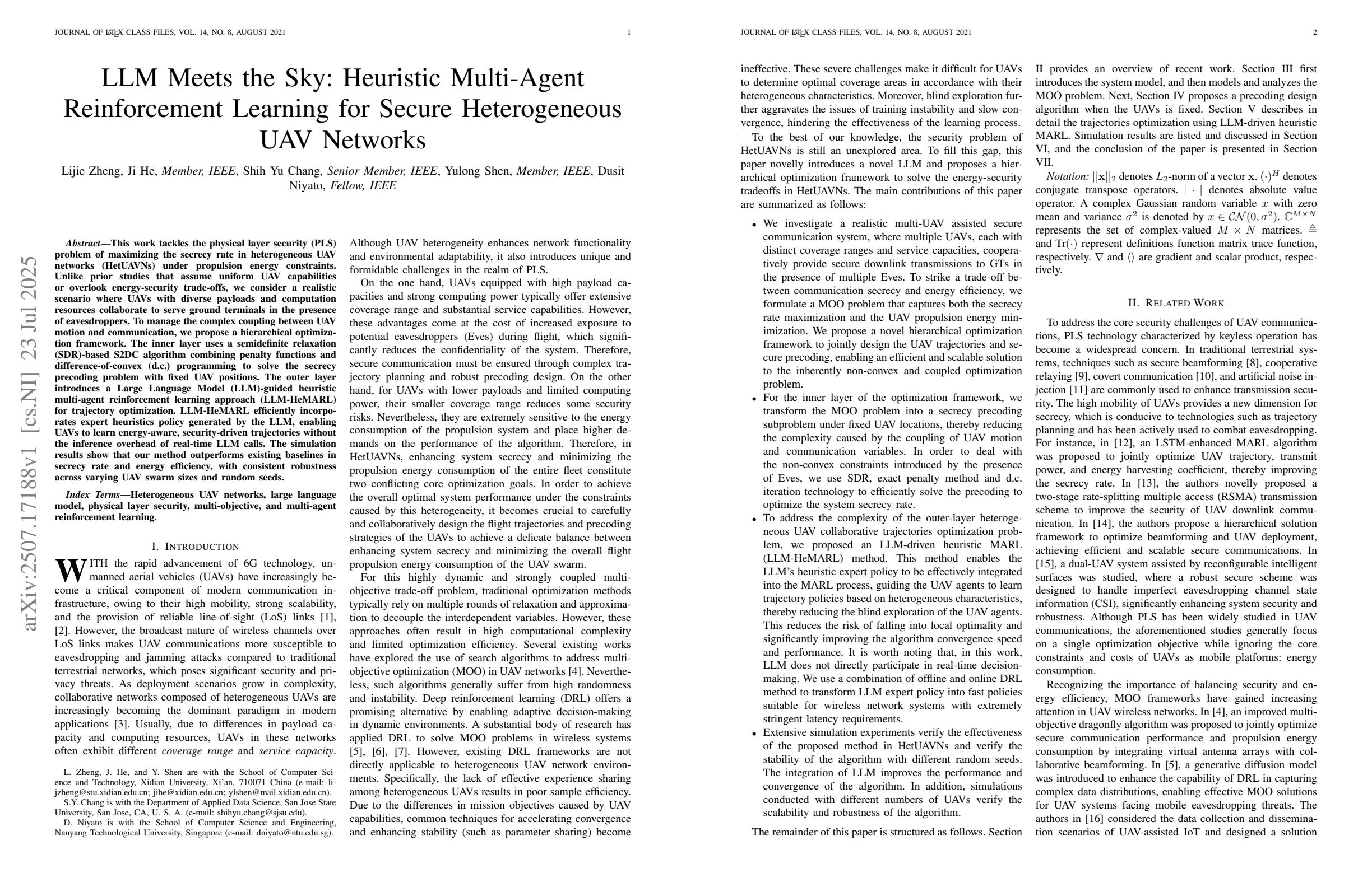 LLM Meets the Sky: Heuristic Multi-Agent Reinforcement Learning for Secure Heterogeneous UAV ...