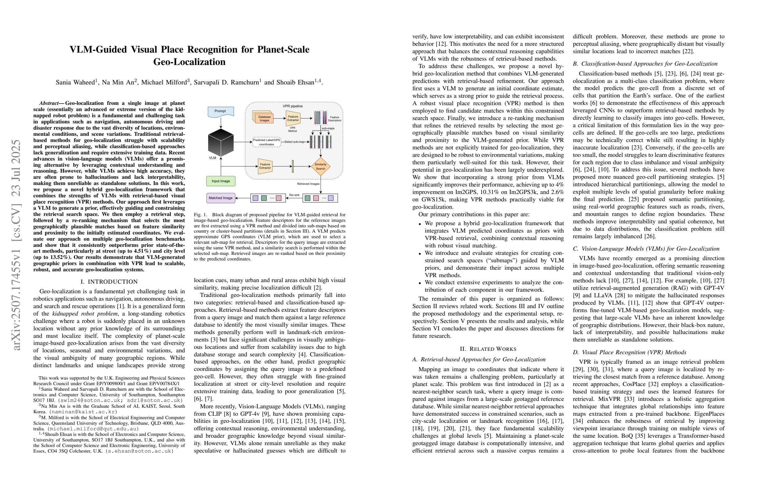 VLM-Guided Visual Place Recognition for Planet-Scale Geo-Localization