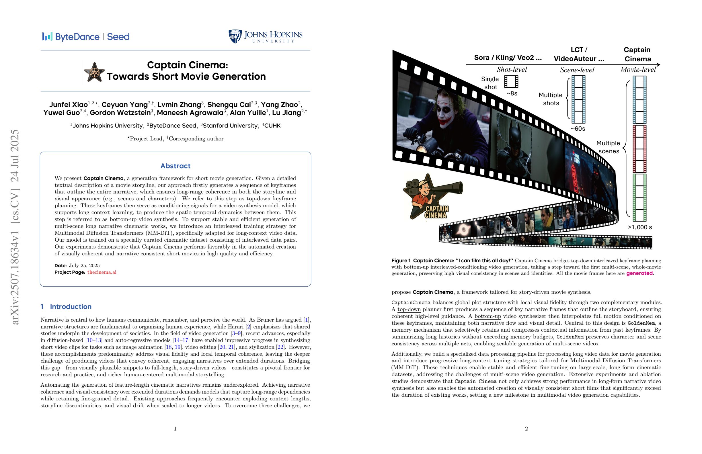 Captain Cinema: Towards Short Movie Generation