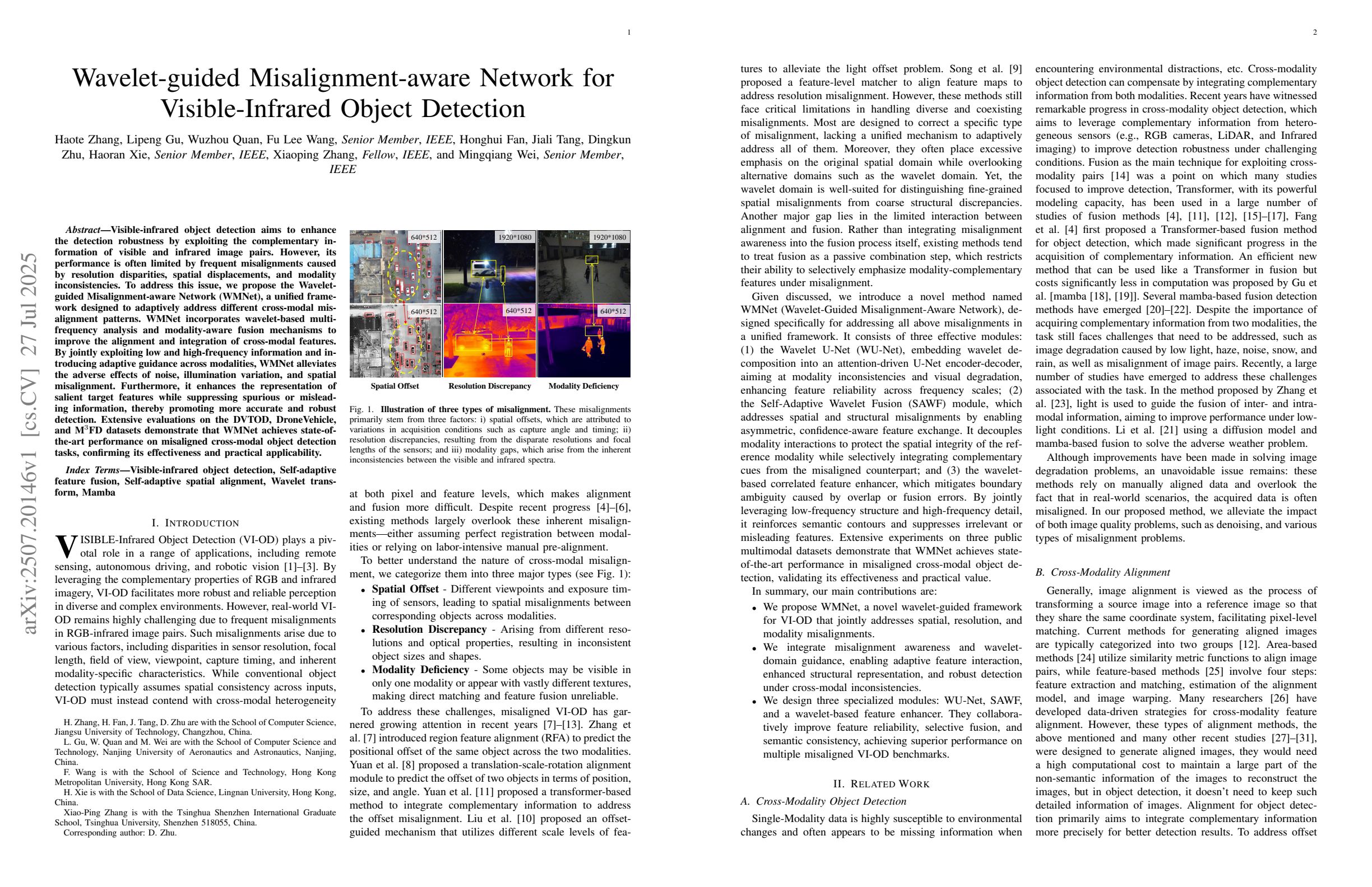 Wavelet-guided Misalignment-aware Network for Visible-Infrared Object Detection